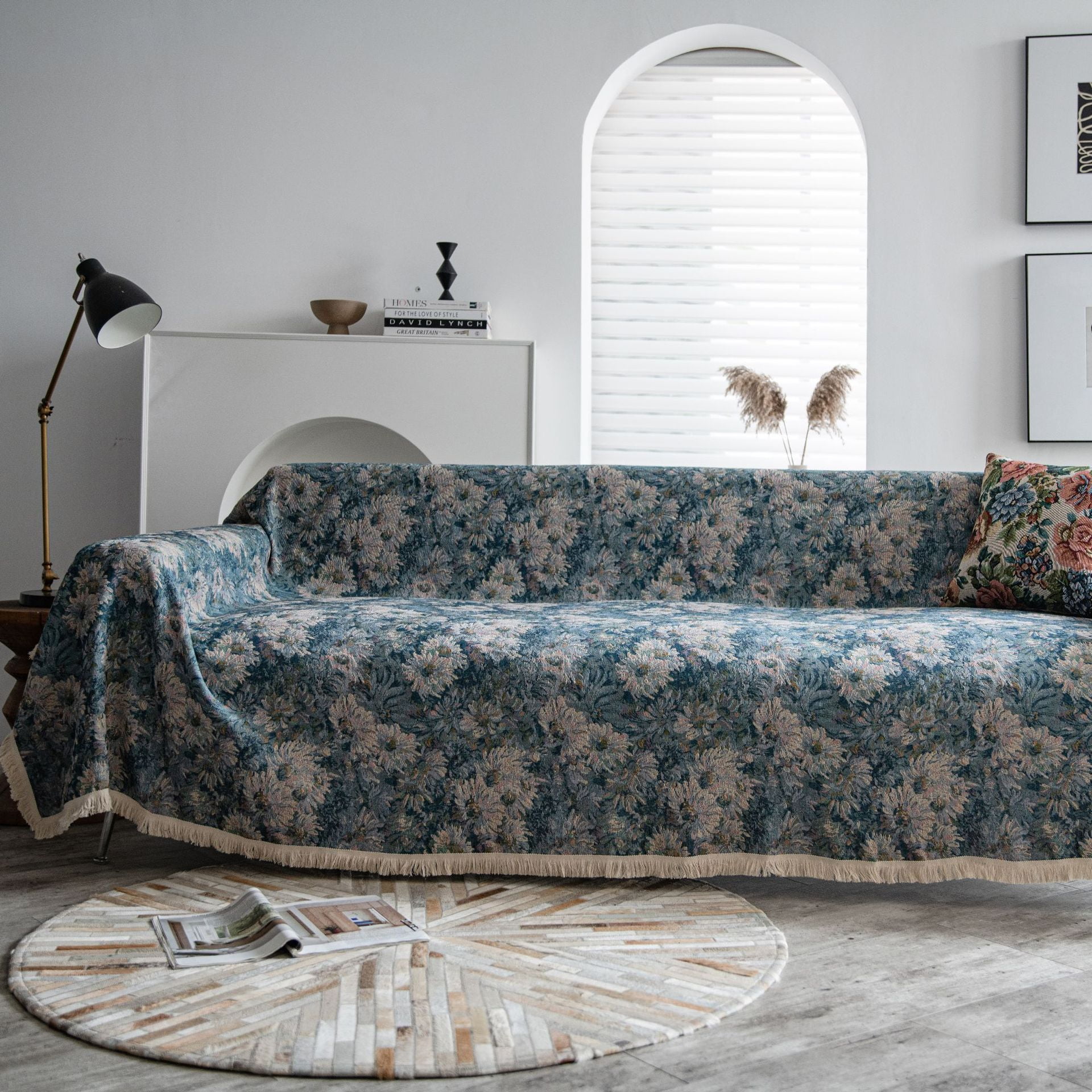 Yanluna Imaki Rhyme Sofa Towel American Country Anti-wool Grasp Blue ...