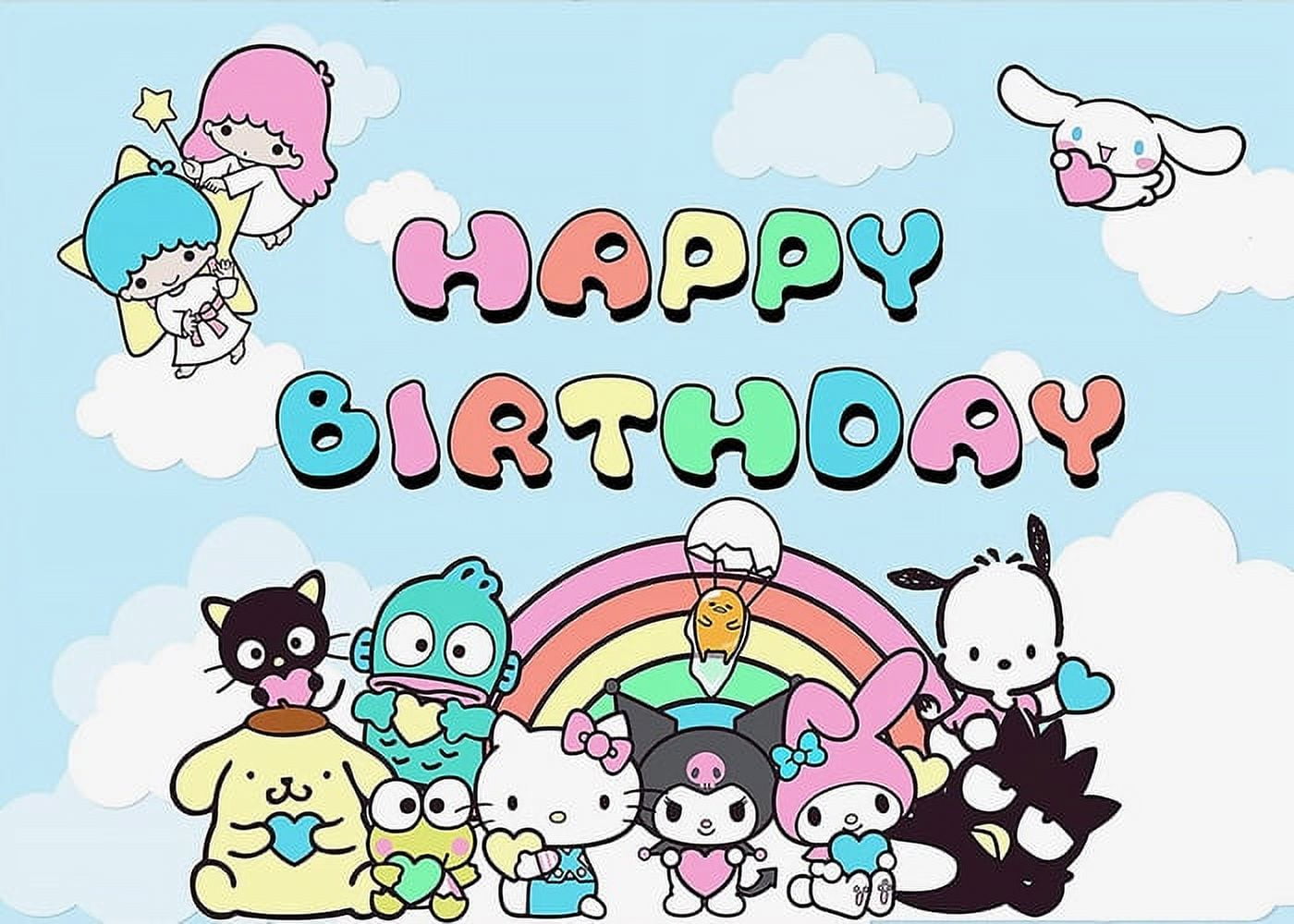 Yanluna Kuromi Hello Kitty Party Backdrop Decor Girl Kids Birthday ...