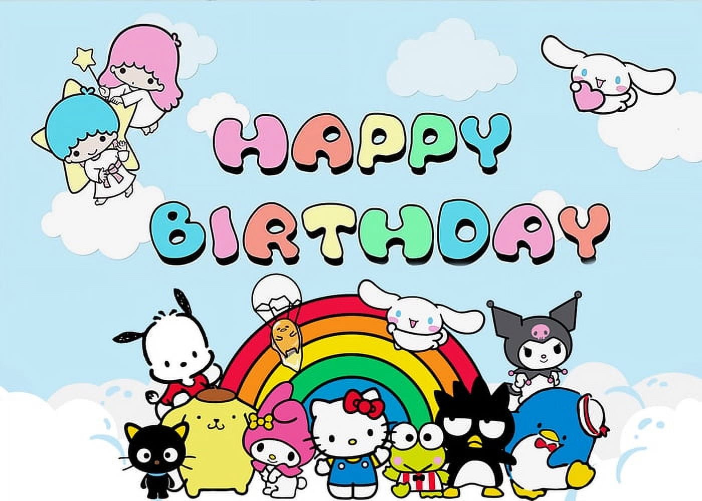 Yanluna Kuromi Hello Kitty Party Backdrop Decor Girl Kids Birthday ...