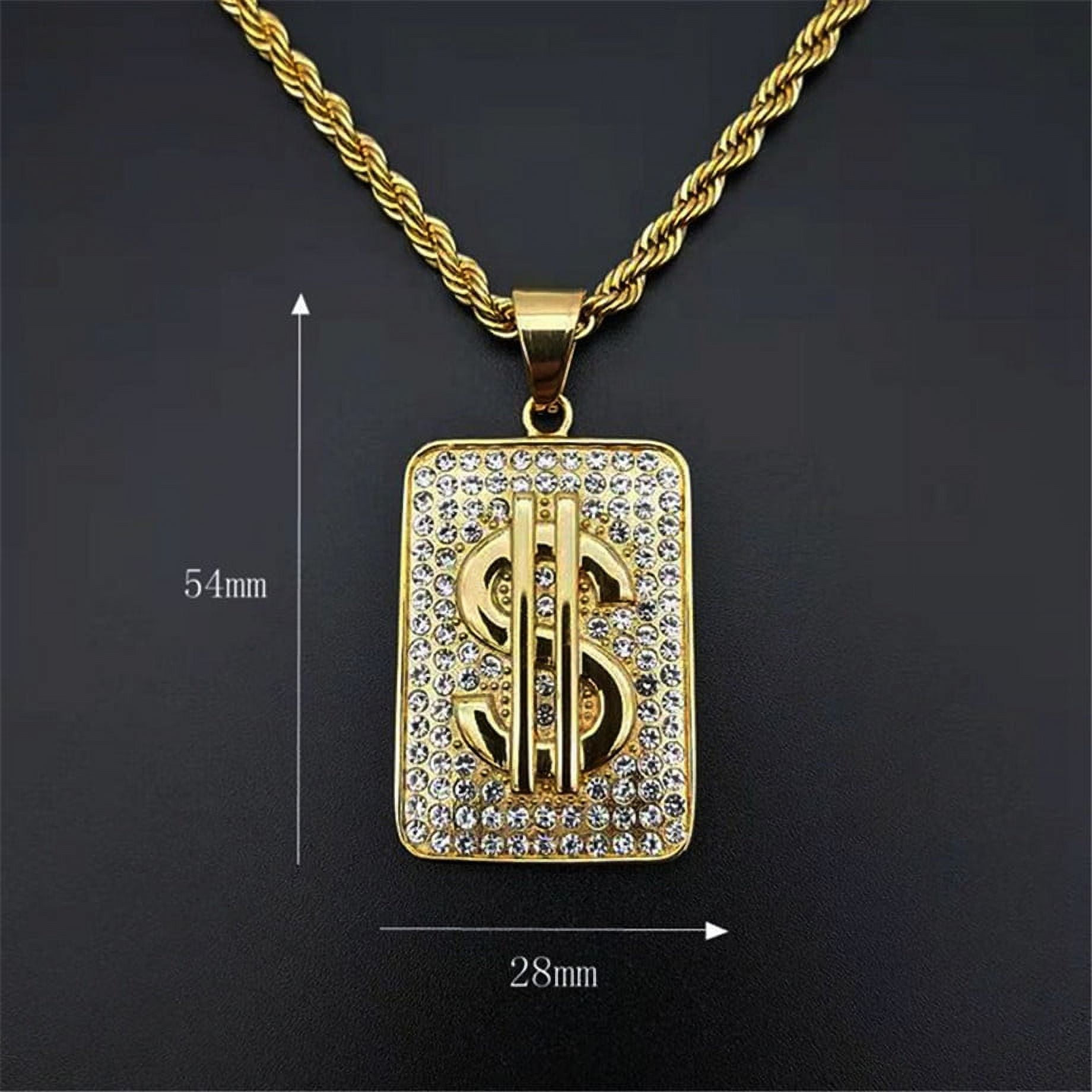 Yanluna Men‘s Hip Hop Iced Out Dollar Sign Money Rich Pendant Necklace ...