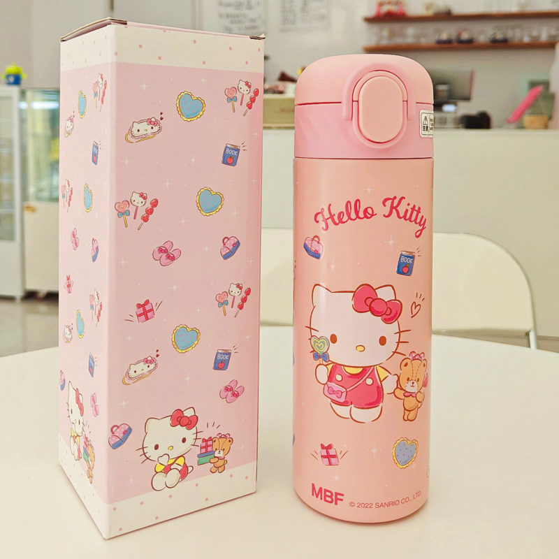 Yanluna New Sanrio Hello Kitty Thermos Bottle Girl 420ml Cute Cinnamoroll Women Y2k Straw Cup ...