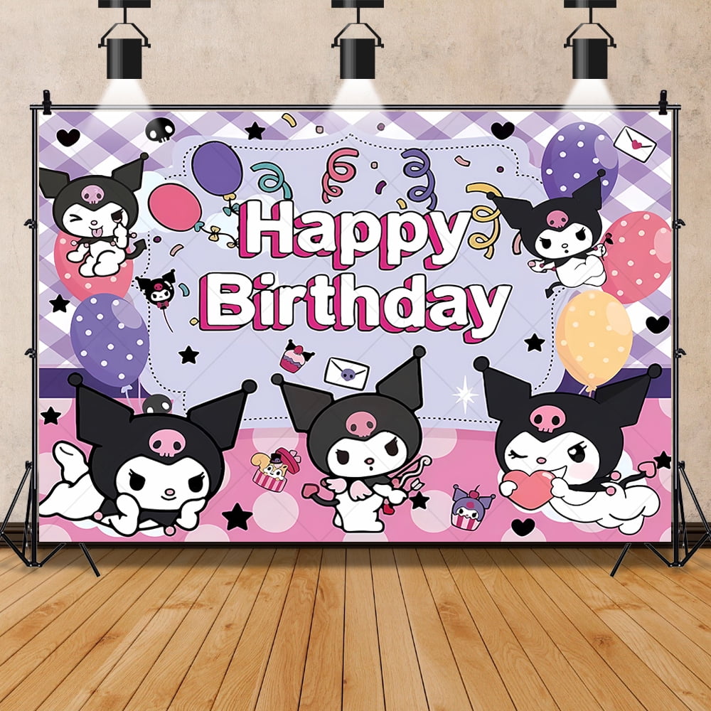Yanluna Sanrio Kuromi Hello Kitty Backdrop Custom Girl Kids Birthday ...