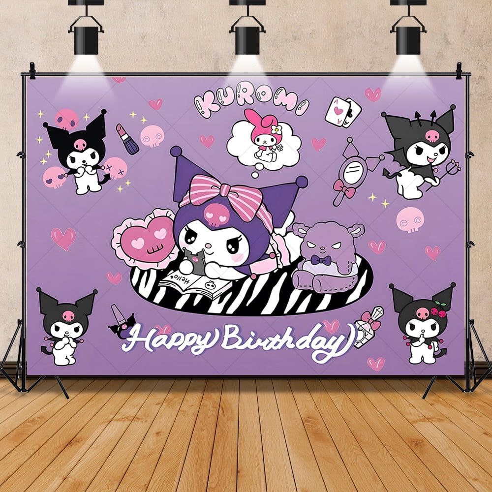Yanluna Sanrio Kuromi Hello Kitty Backdrop Custom Girl Kids Birthday ...