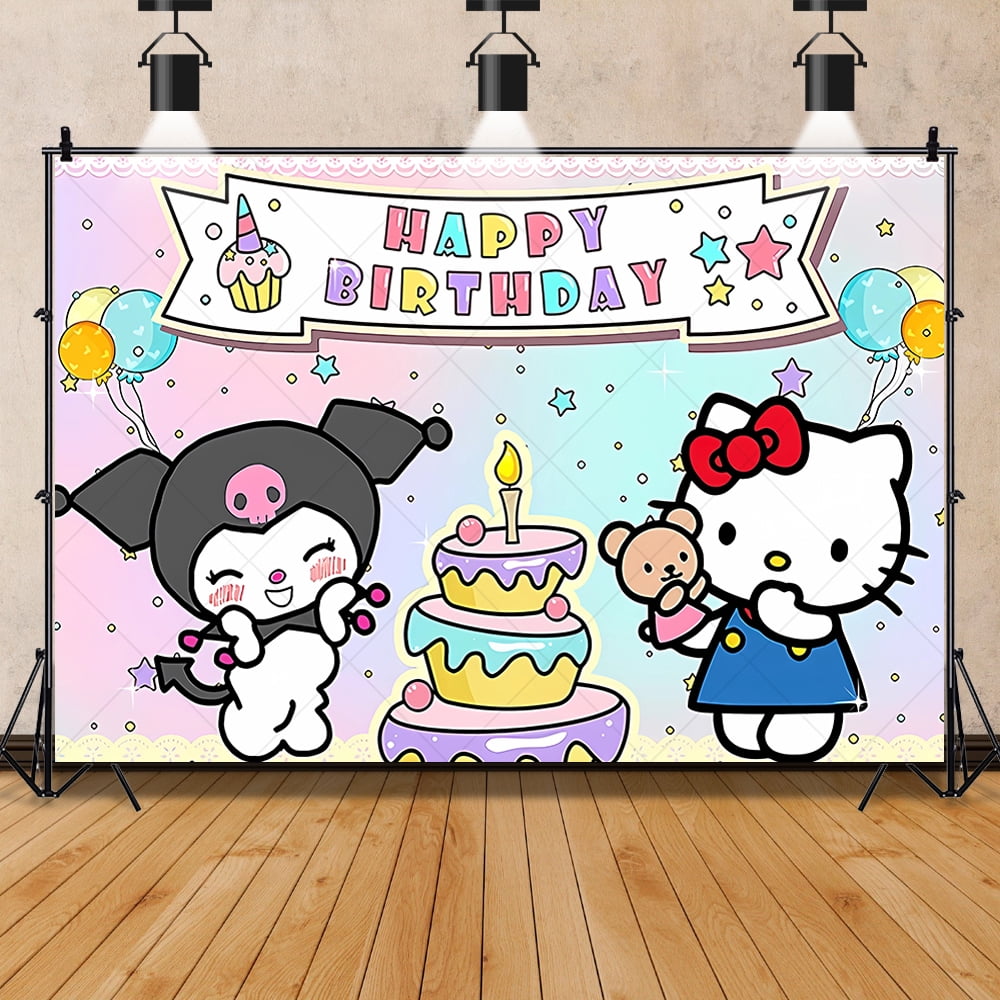 Yanluna Sanrio Kuromi Hello Kitty Backdrop Custom Girl Kids Birthday ...