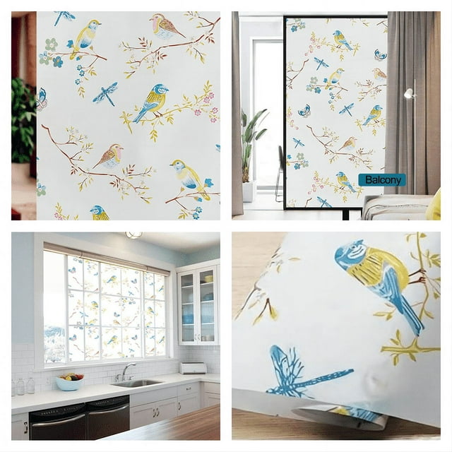 Yanluna Stained Glass Window Film Non-Adhesive Static Cling Window ...