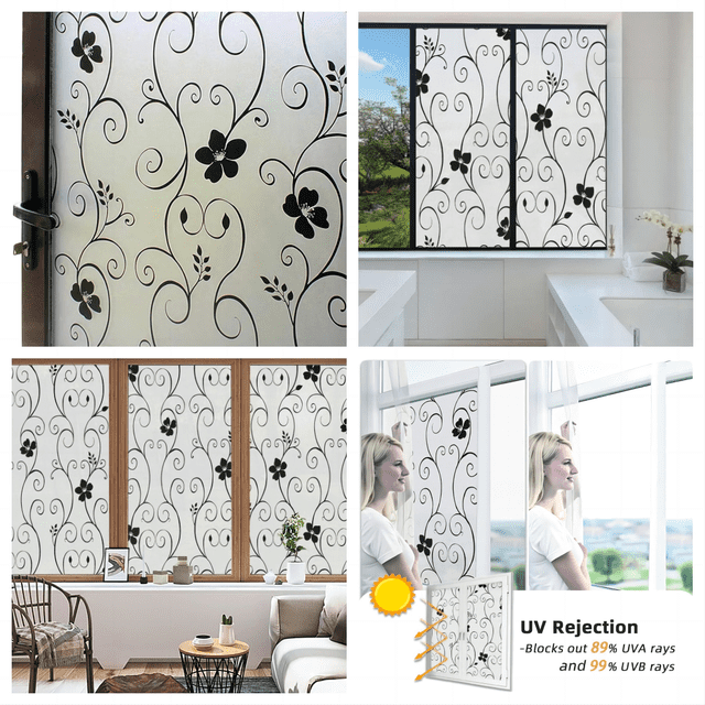 Yanluna Window Film Privacy Window Film Frosted Glass Film No Glue ...