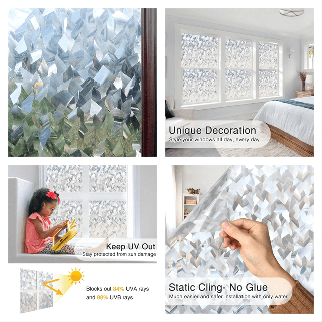 Yanluna Window Privacy Film Frosted Glass Window Film Static Cling UV ...