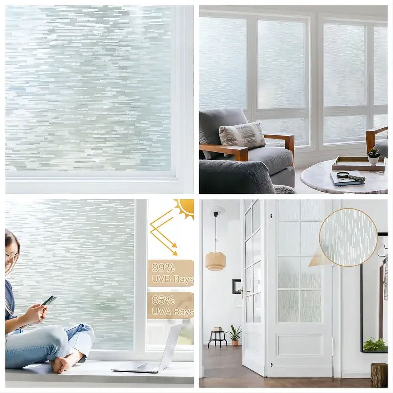 Yanluna Window Privacy Film Frosted Glass Window Film Static Cling UV ...