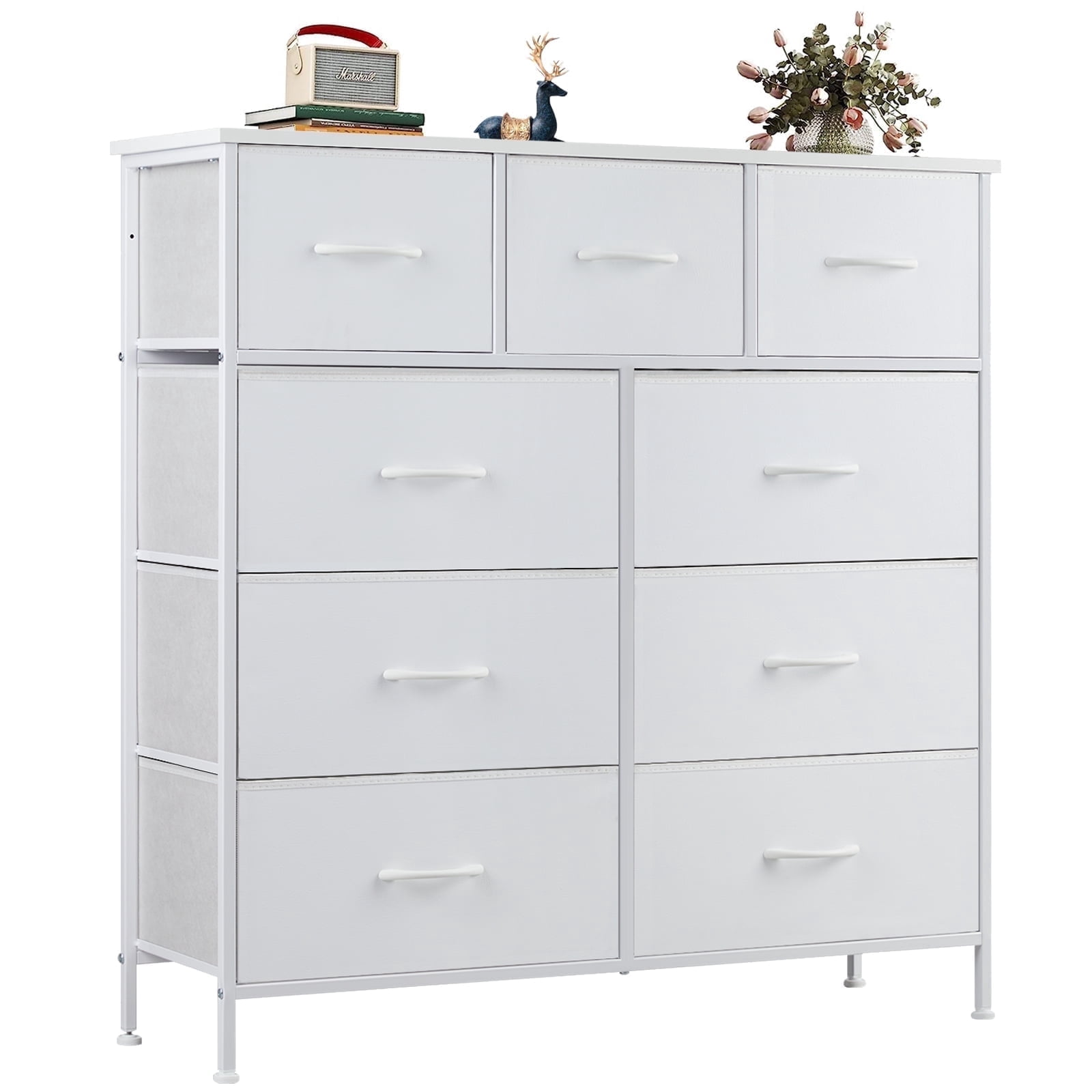 edx Fabric Storage Dresser with 9 Drawers, Steel Frame and Wooden Top ...