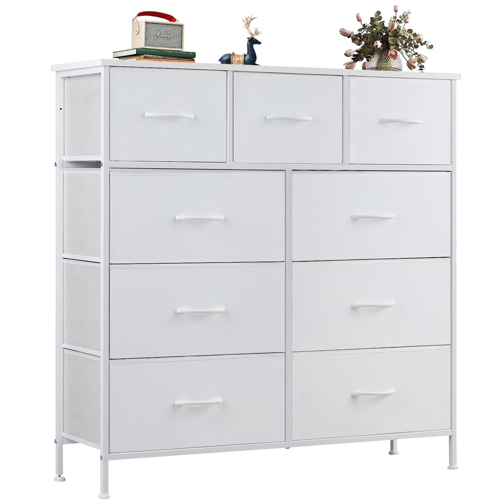 edx Fabric Storage Dresser with 9 Drawers, Steel Frame and Wooden Top ...