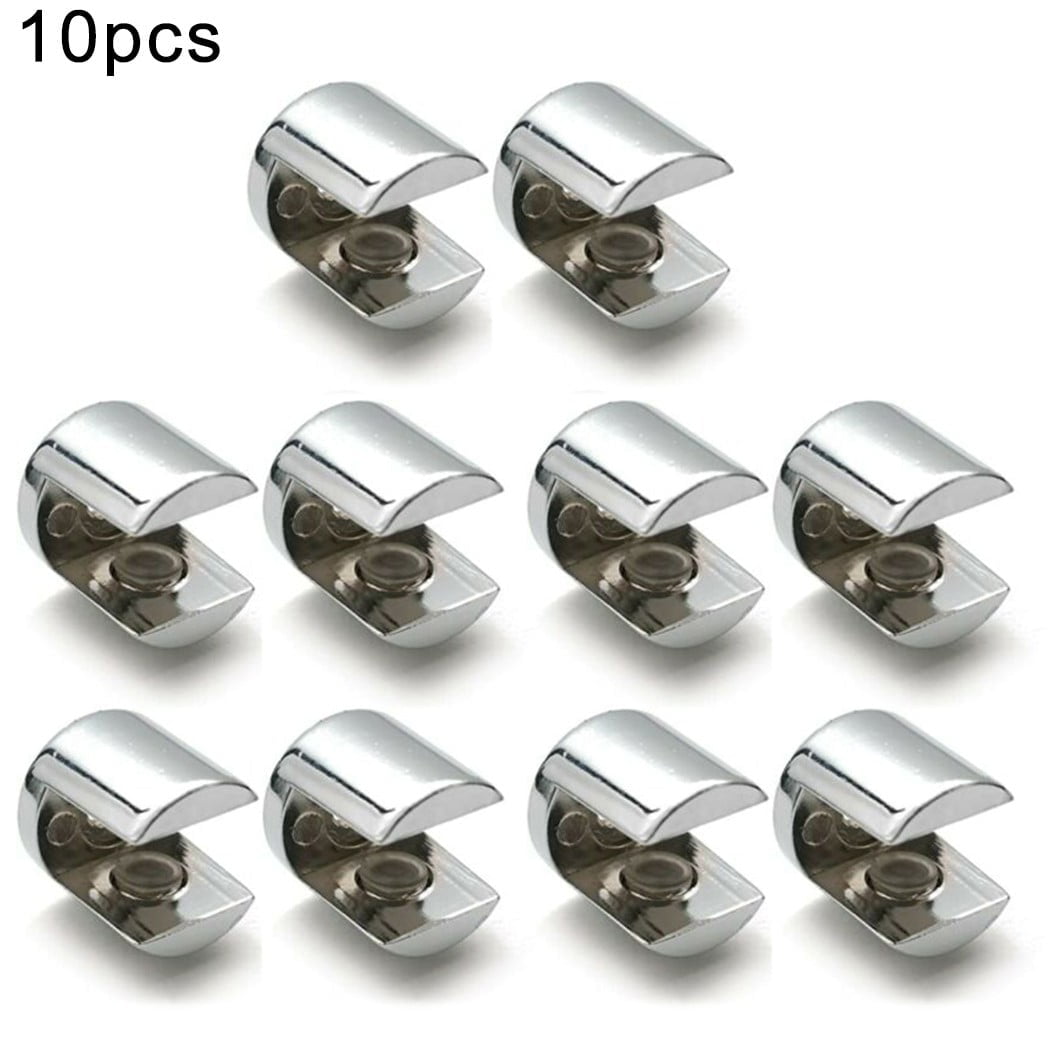 Yannee 10 Pcs Glass Shelf Support Clamp Brackets Clip Polished Chrome ...