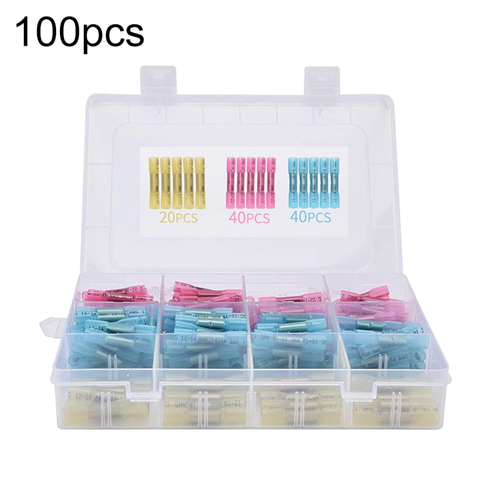 Yannee 100 Pcs Crimp Connector Waterproof Shrink Connector 10-22 for AWG Butt Connector ...