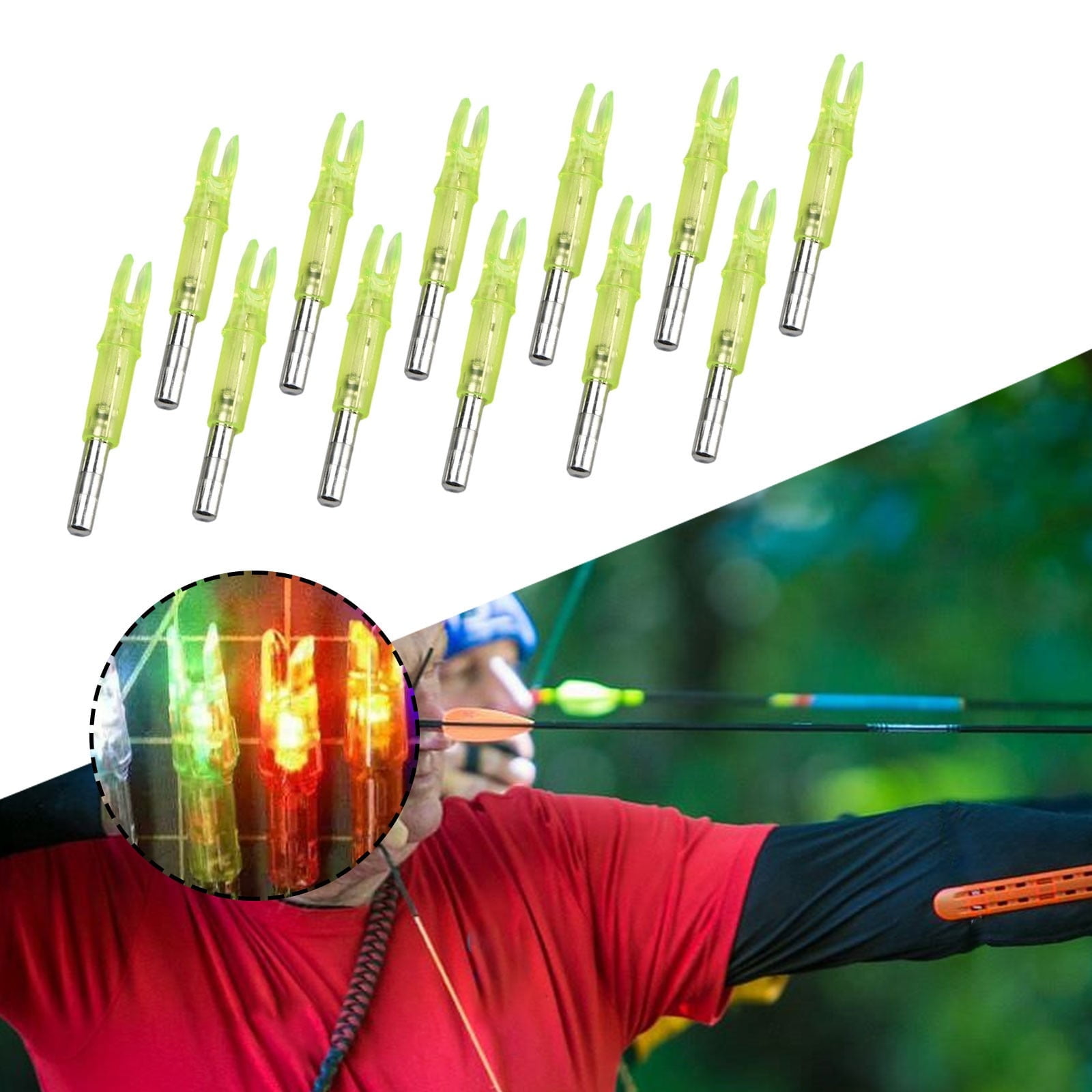 Yannee 12 Pcs Automatic LED Archery Arrows Lighted Nocks 6.2mm Arrow ...