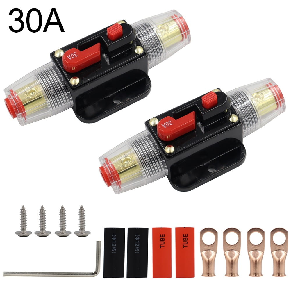 Yannee 2 Packs Auto Inline Fuse Breaker with Wire Lugs and Heat Shrink ...