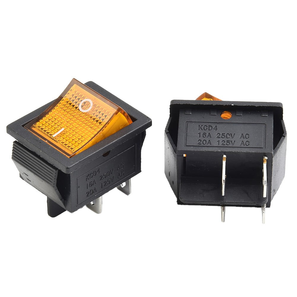 Yannee 4 Pin On-Off Rocker Switch Double Pole Single Throw Latching On ...