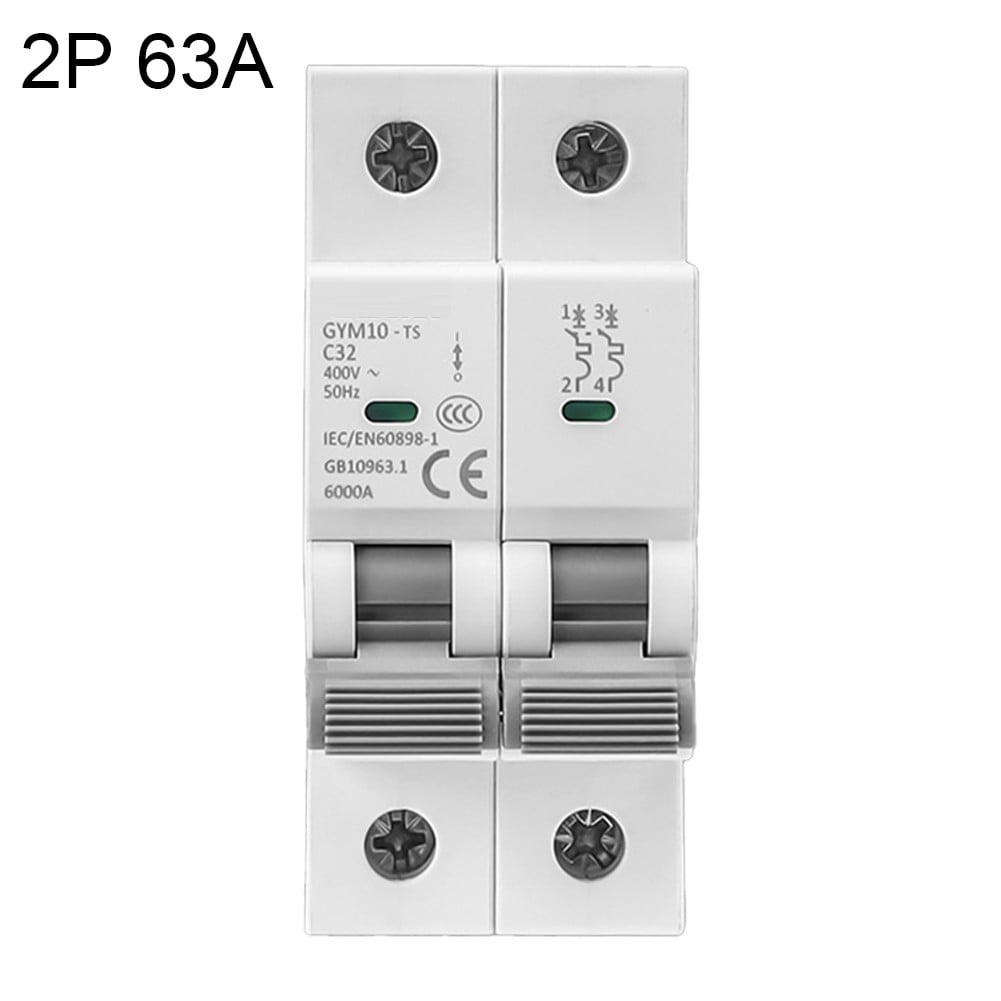 Yannee AC Mini Circuit Breaker MCB 2Pole 6/10/16/20/25/32/40/50/63A 6kA Curves Switch - Walmart.com