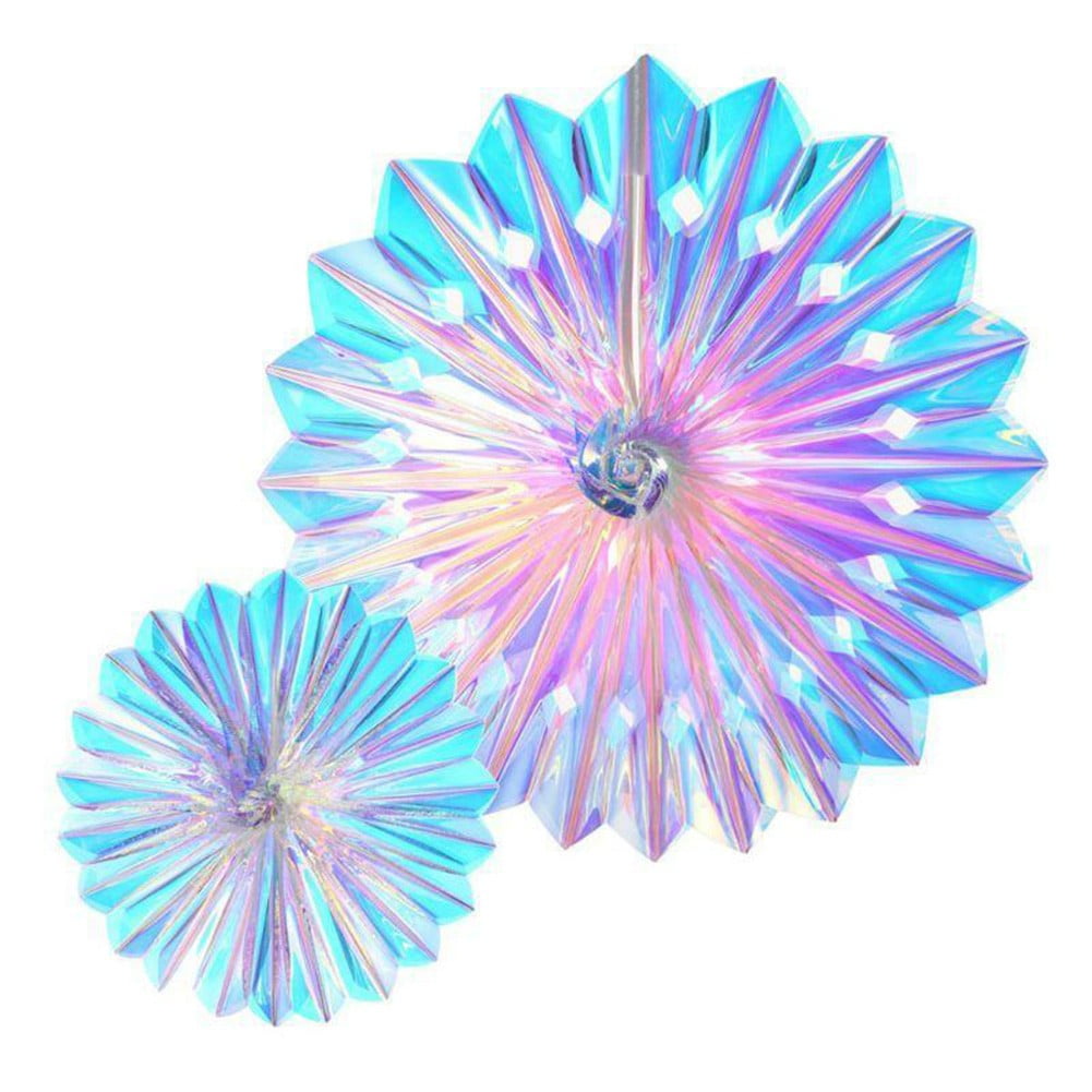 Yannee Iridescent Hanging Decorations Round Foil Decorative Folding ...