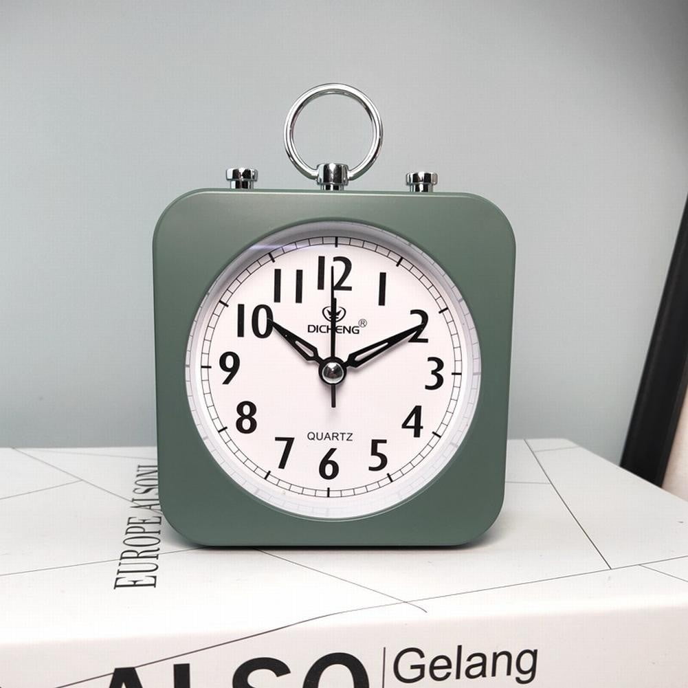 Yannee Modern Silent Sweep Alarm Clocks Bedside Square Quartz Movement ...