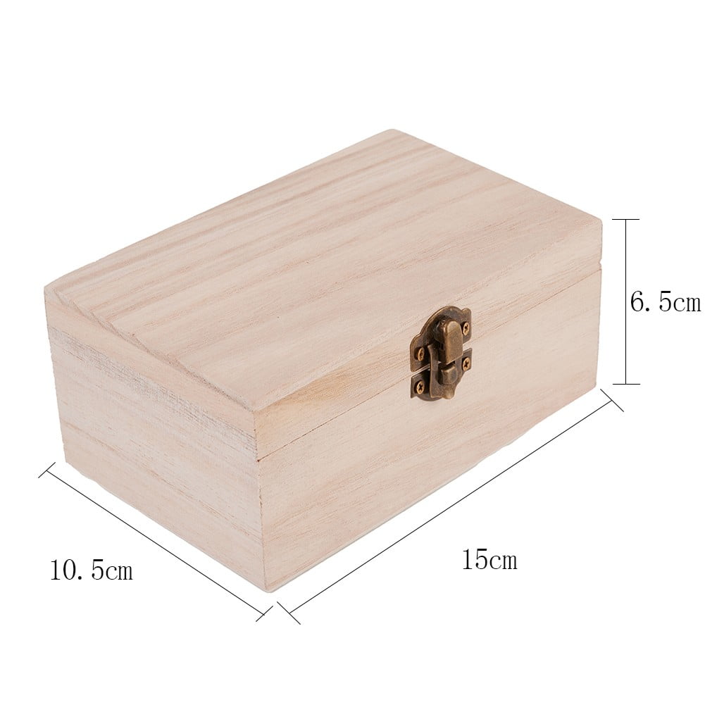 Yannee Plain Wood Wooden Square Hinged Storage Boxes,Keepsake Box with ...