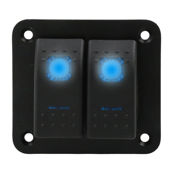 Yannee Rocker Switch Panel,12V-24VDC, Blue Switches, Aluminum Panel, ON ...