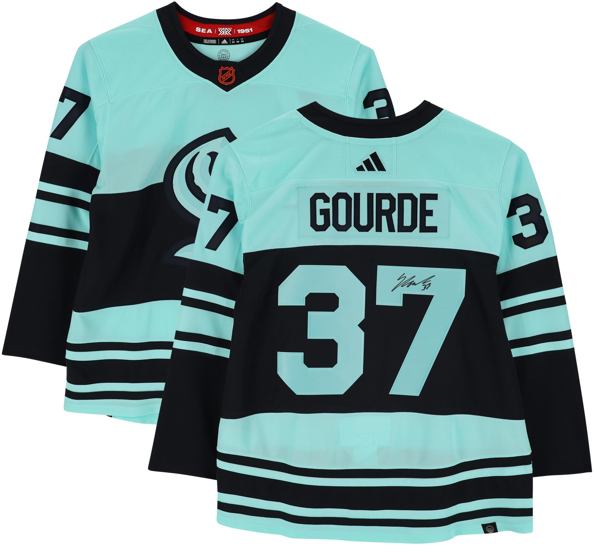 Yanni Gourde Seattle Kraken Autographed 2022-23 Reverse Retro Adidas ...