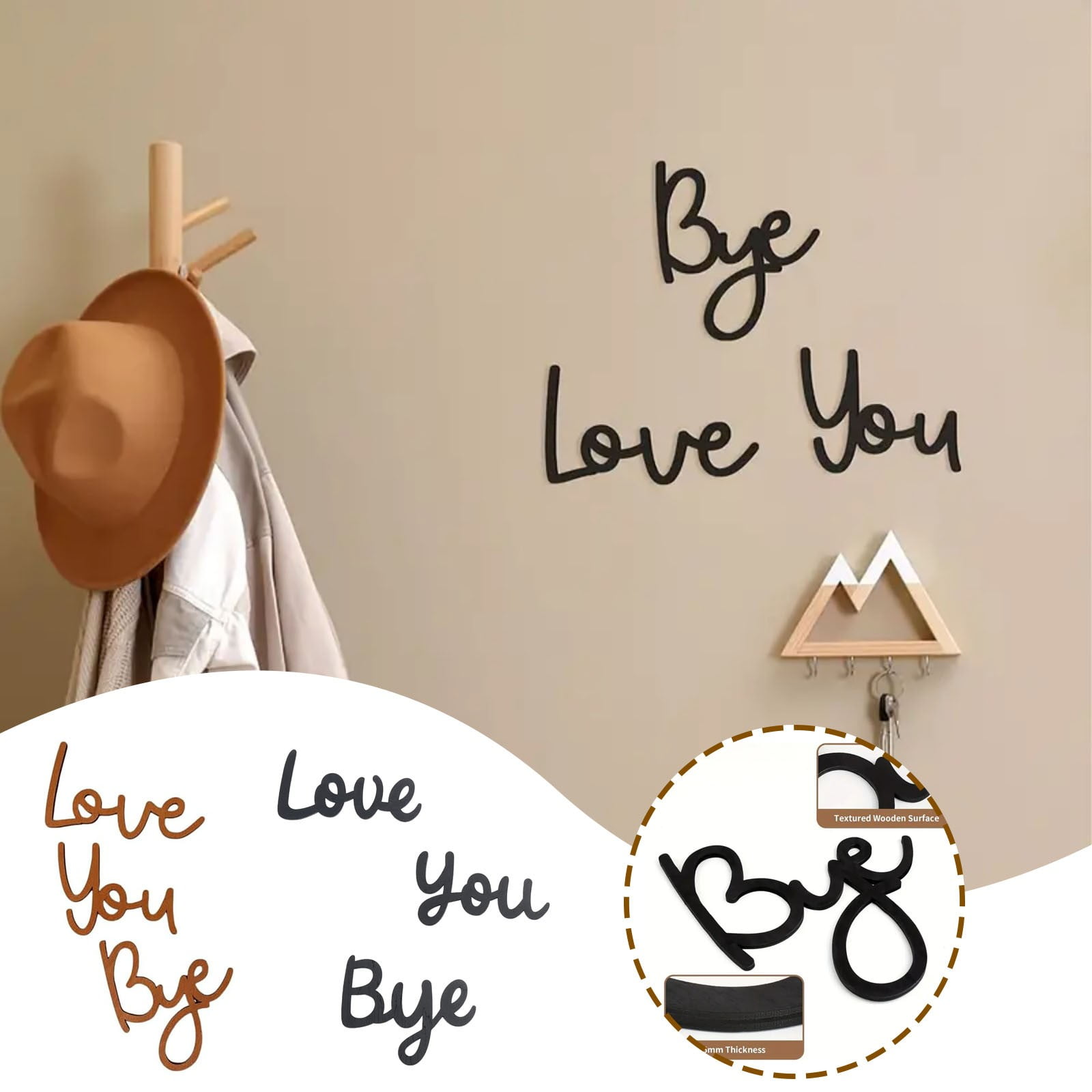 Yannianjz 2Pcs Goodbye You Wooden Wall Sign, Modern Minimalist Home ...