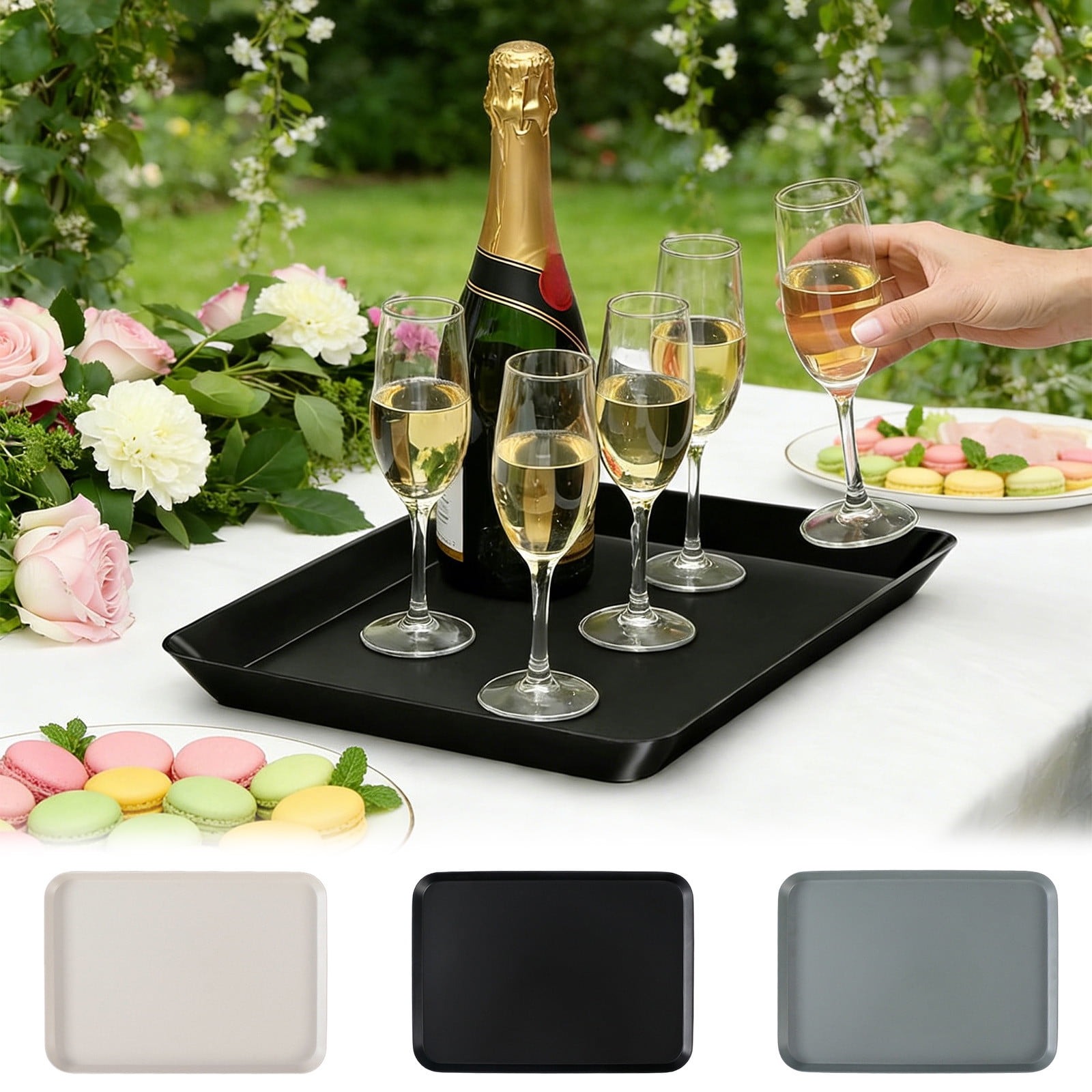 Yannianjz 3Pcs Party Serving Tray Platter, Plastic Food Serving Tray ...