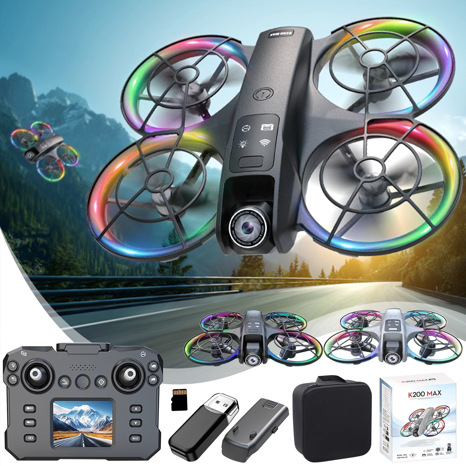 Yannianjz under $5 2Pcs 2.4 Inch Screen Drone, Brushless Motor Drone, 2 ...