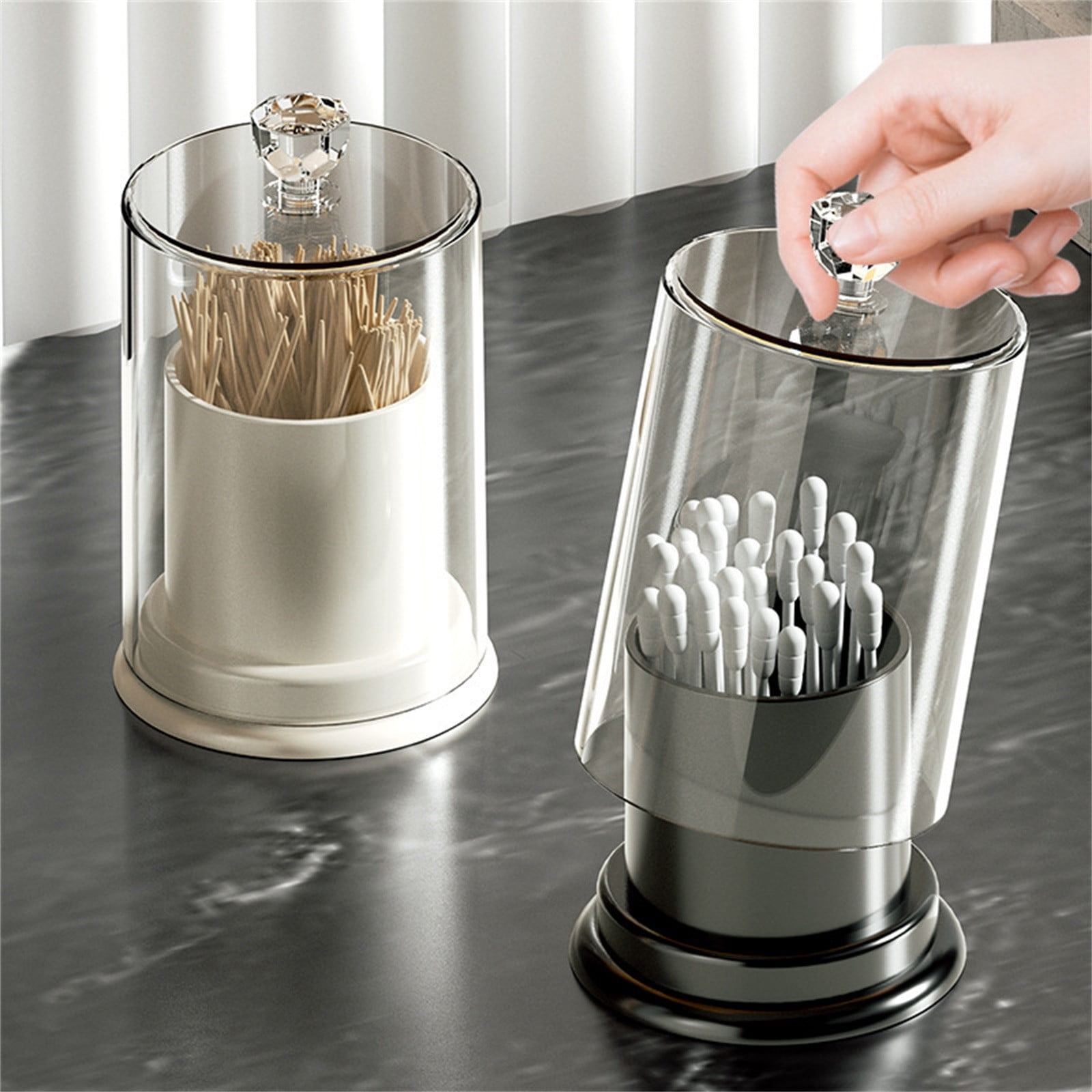 Yannianjz under $5 2Pcs Cotton Swab Dispenser, Clear Acrylic Cotton ...