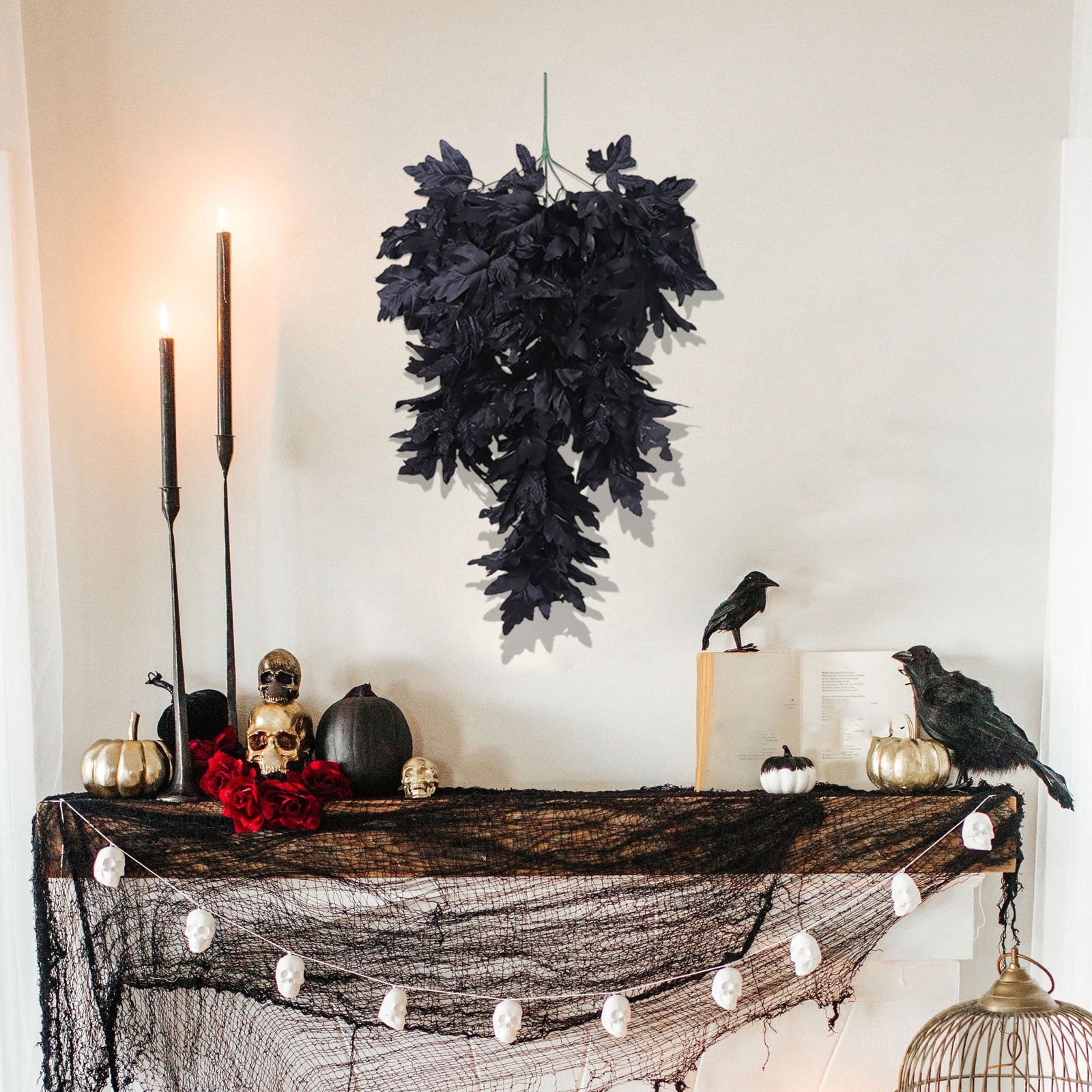 Yannianjz under $5 Black Maple Leaf Artificial Hanging Plants Fake ...