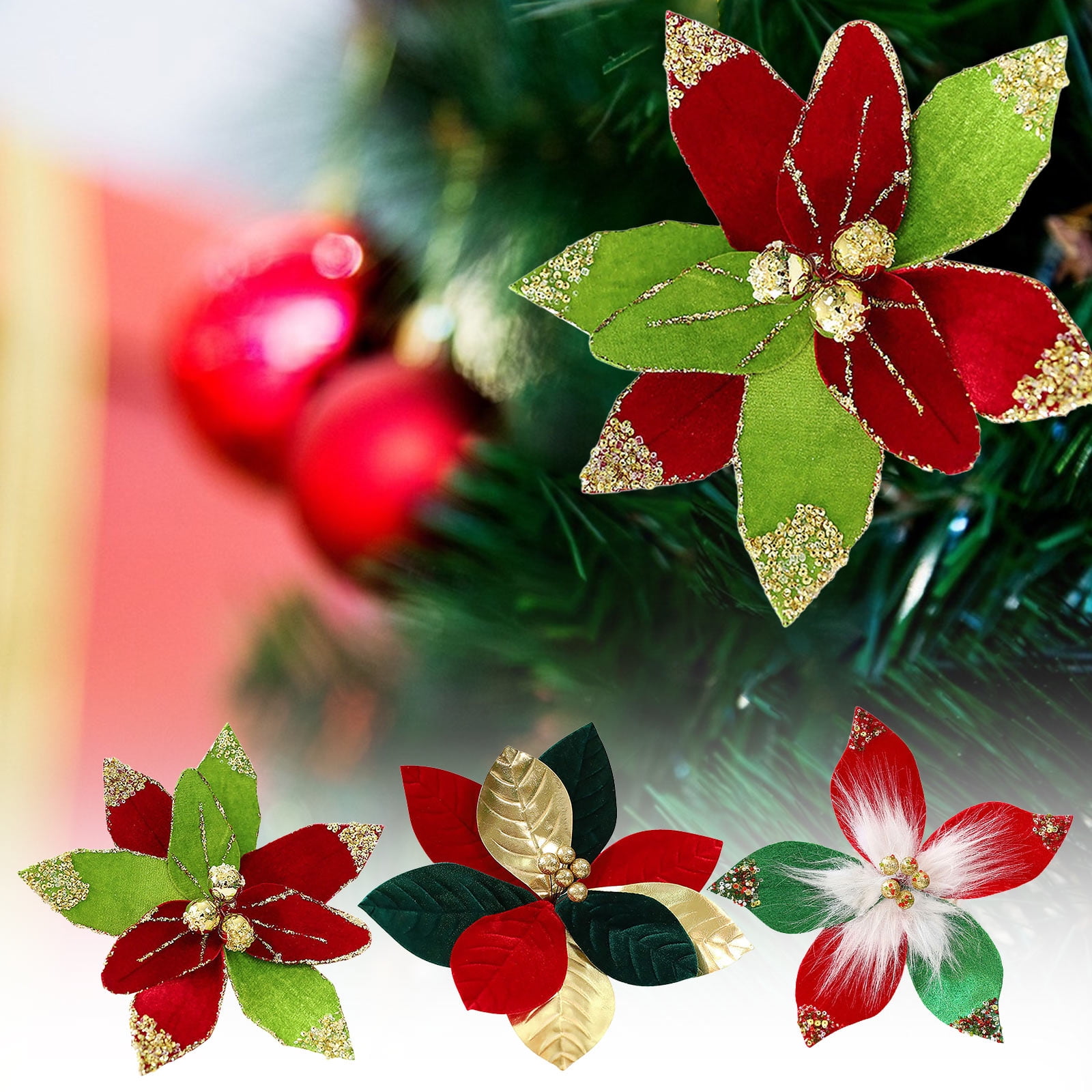 Yannianjz under $5 Christmas Tree Picks Decorations Faux Fur Plush ...