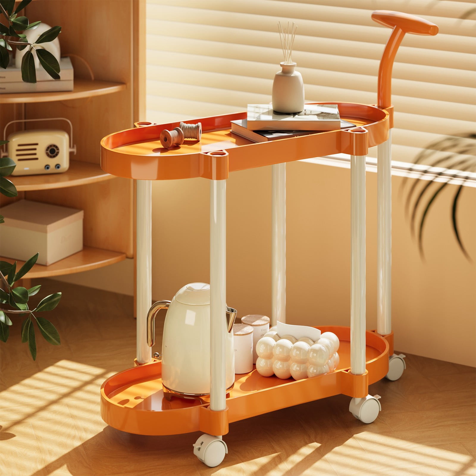 Yannianjz under $5 Rolling Storage Cart 2 Tier Bathroom Cart Organizers ...