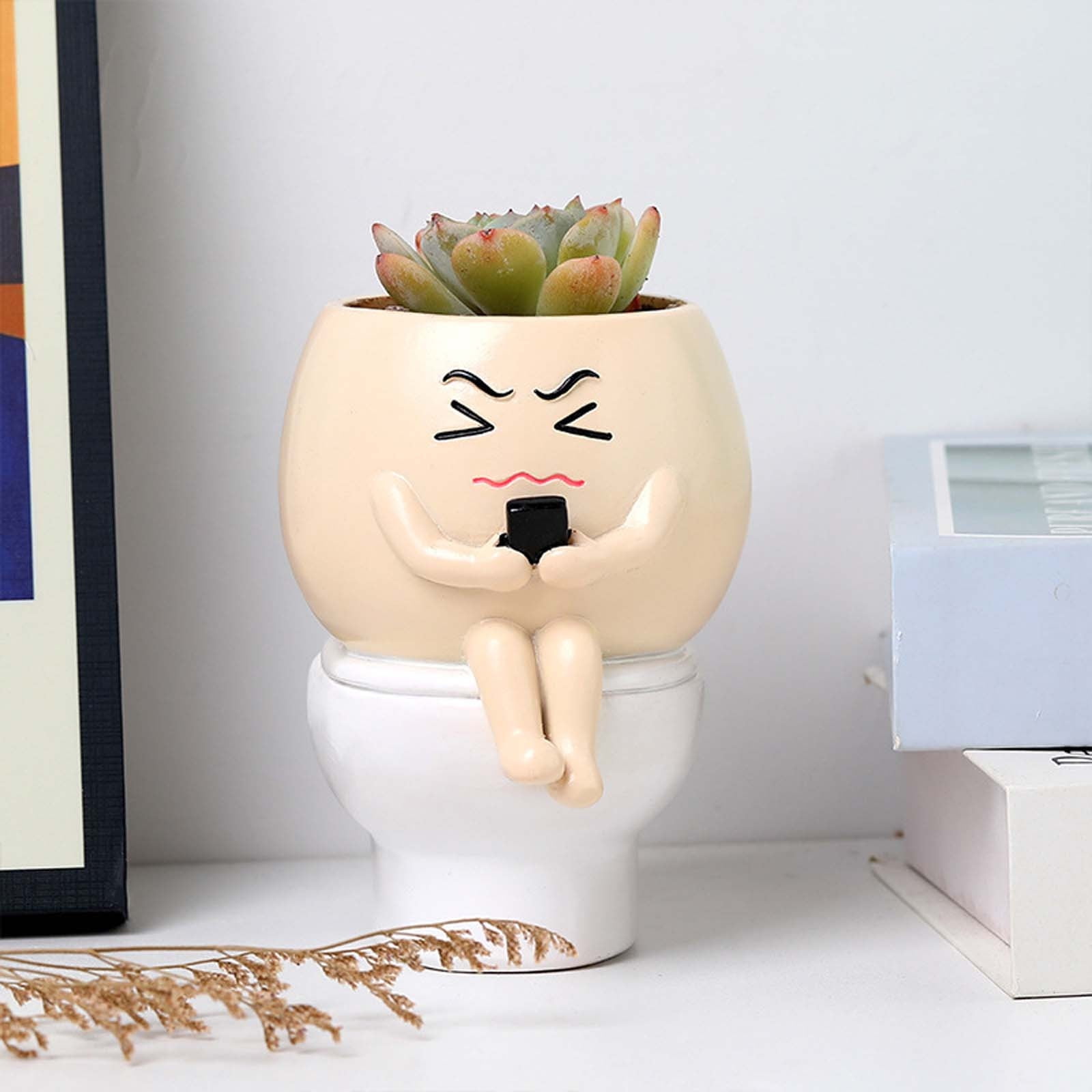 Yannianjz under $5 Toilet Succulents Planter, Sitting Toilet Succulents ...