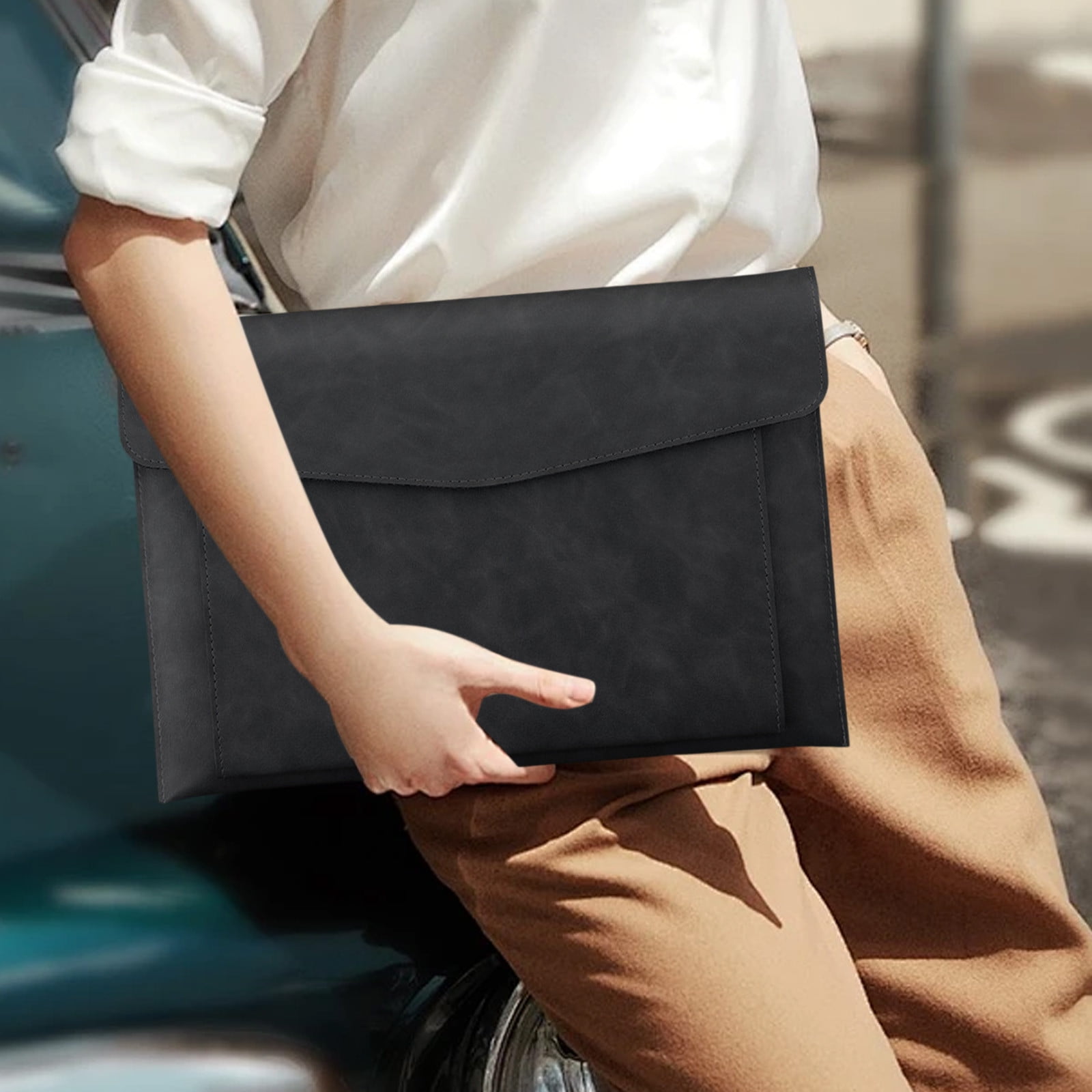 Yannianjz File Folder - PU Leather A4 Document Holder File Organizer ...