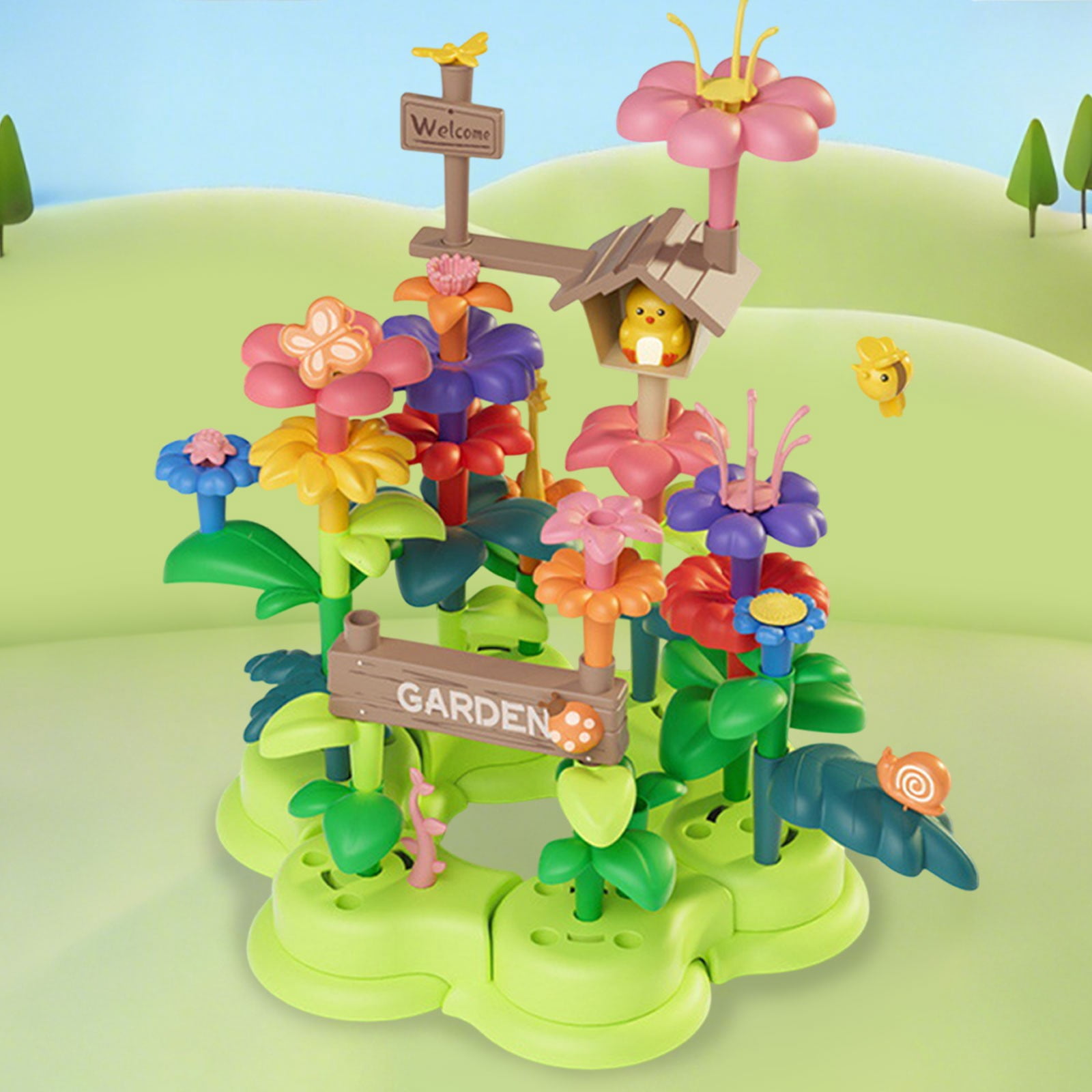 Yannianjz Kids Toys Under $5 Flower Building Toy Set, Flower Garden ...