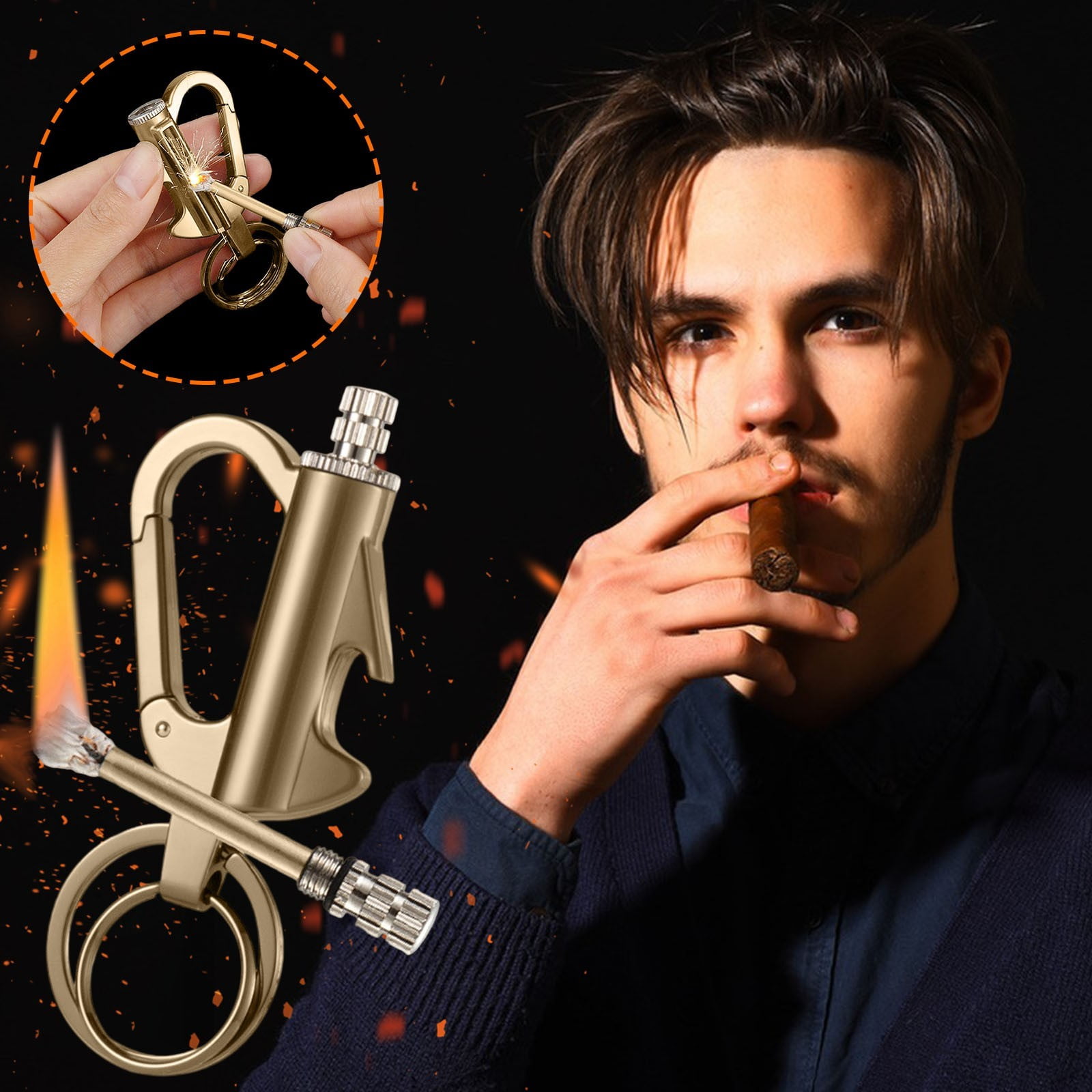 Yannianjz Metal Keychain Lighter, Refillable Fire Starter Keychain ...