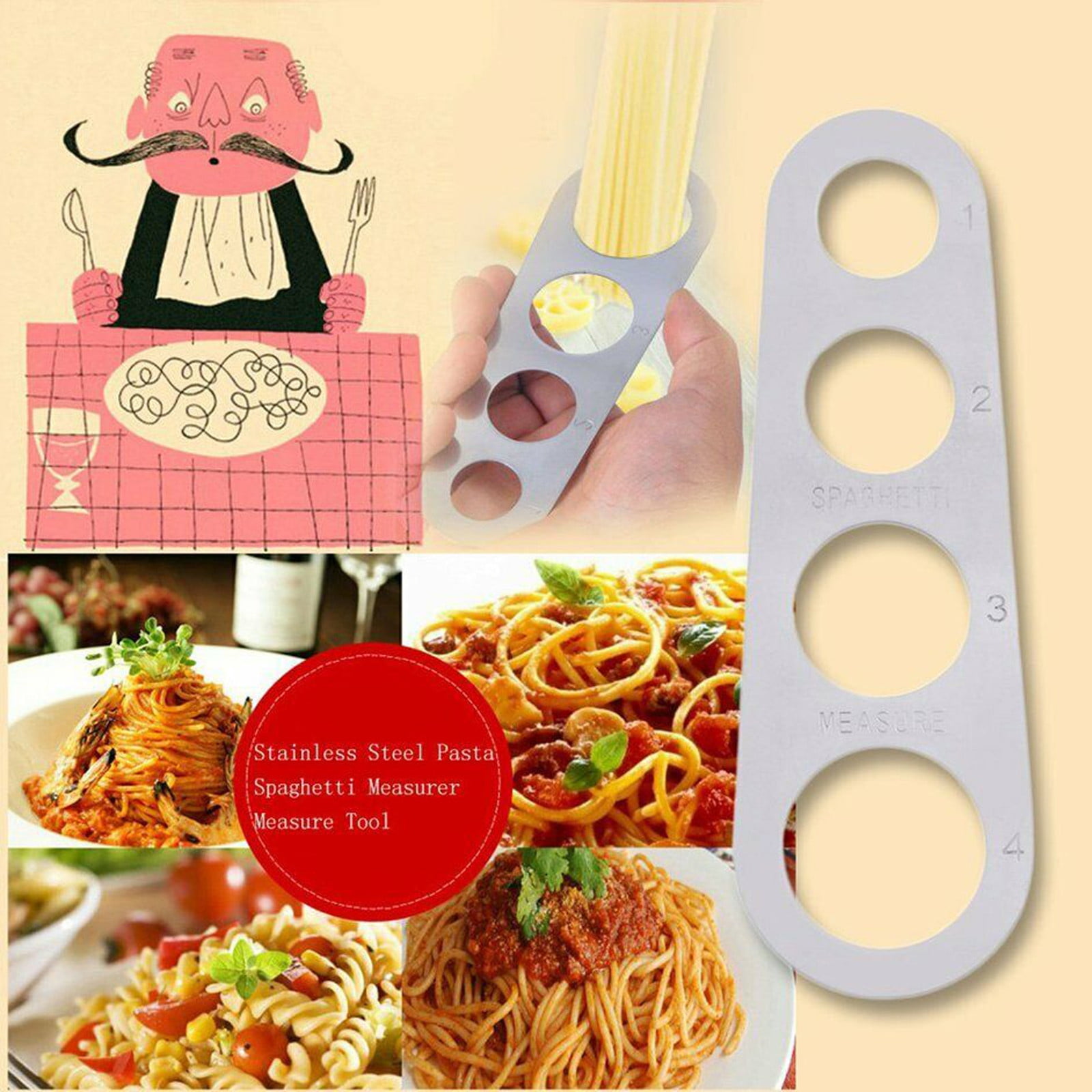 Yannianjz Stainless Steel Pasta Portion Measurer, 4-Portion Spaghetti ...