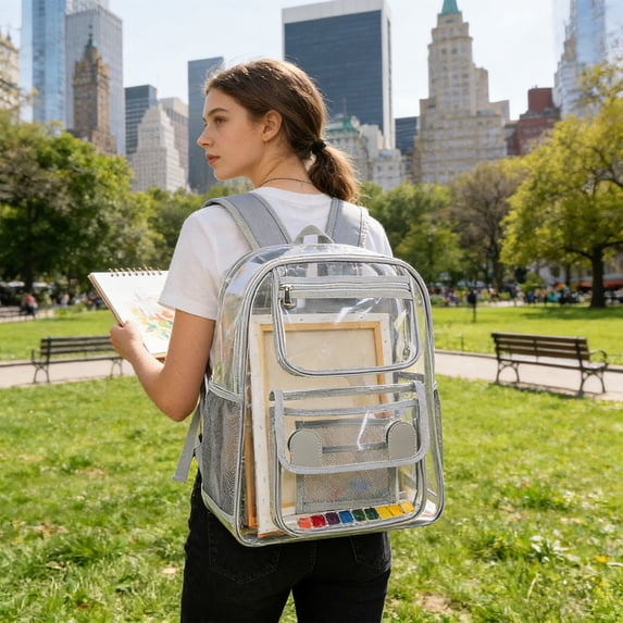 Yannianjz Transparent Backpack, Clear PVC Security Bag, See-Through ...