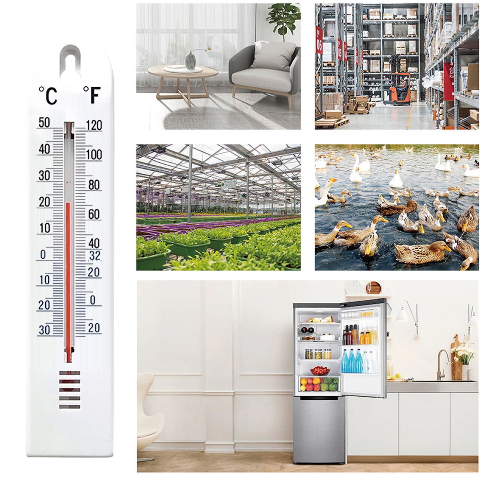 Yannianjz Wall Mounted Thermometer, Dual Scale Mechanical Temperature ...