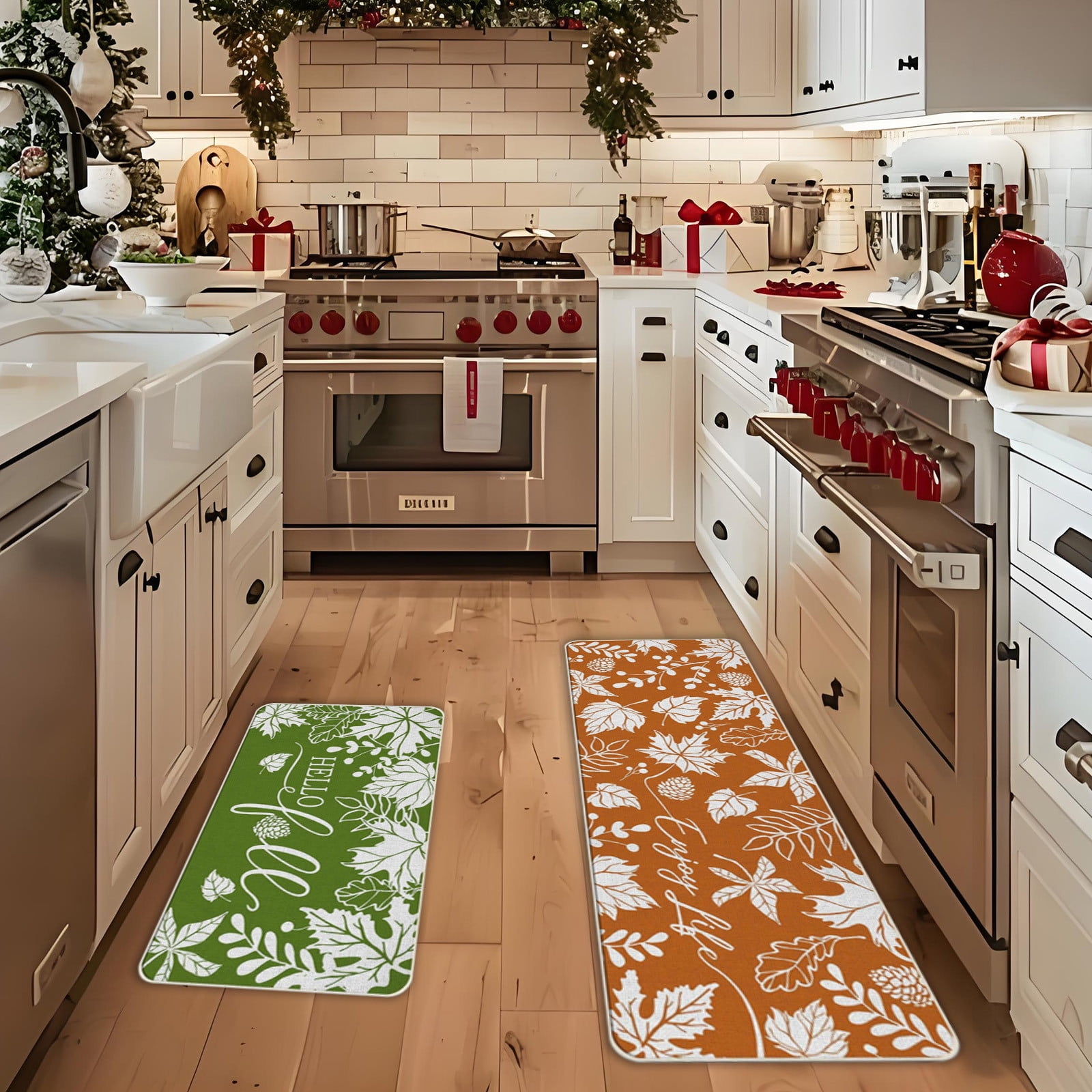 Yannianjz under $5 Set of 2 Hello Fall Kitchen Mat, Fall Kitchen Rugs ...