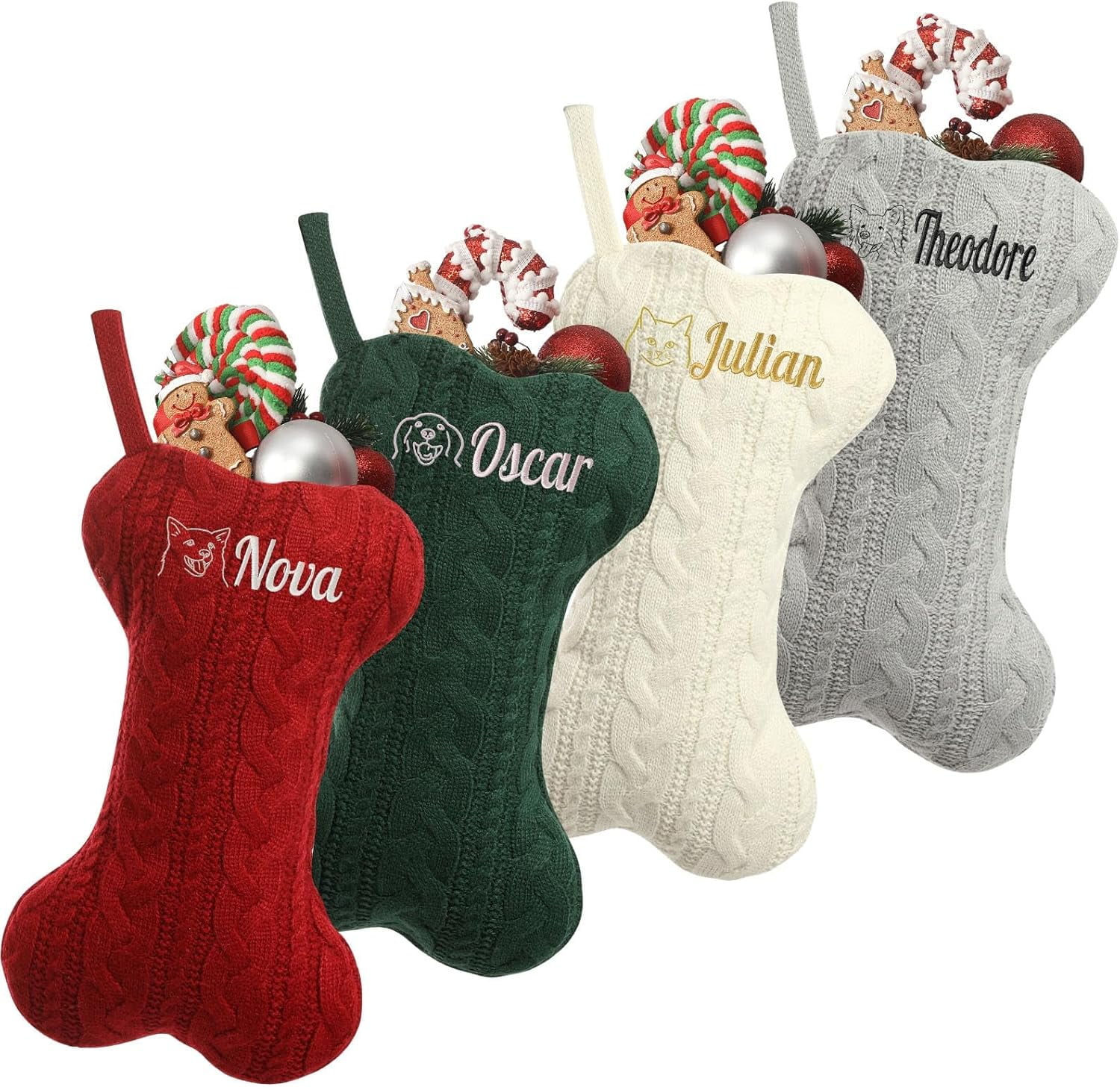 Yanonmyfd Personalized Dog Christmas Stockings - 17.5 Inches Large Knit ...