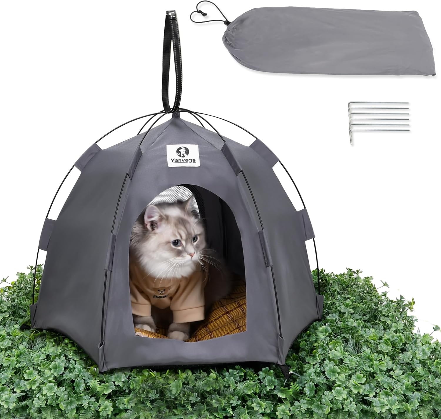 Yanvega Cat House Pop Up Foldable Tent for Small Animals Gray 23 X 23 X ...