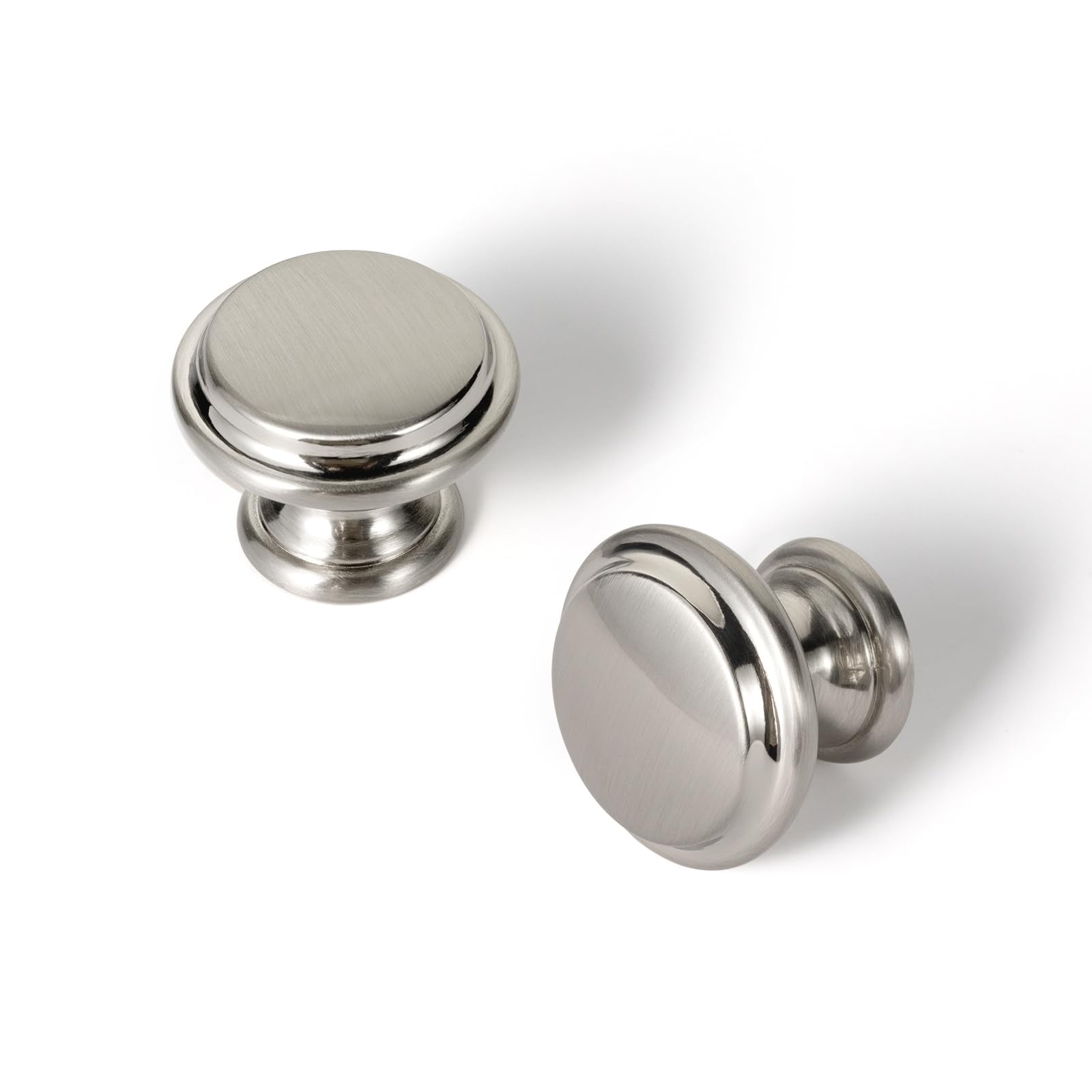 Yanxia Set of 12 Satin Nickel Cabinet Knobs - Rounded Tiered Shape Modern Kitchen Hardware ...