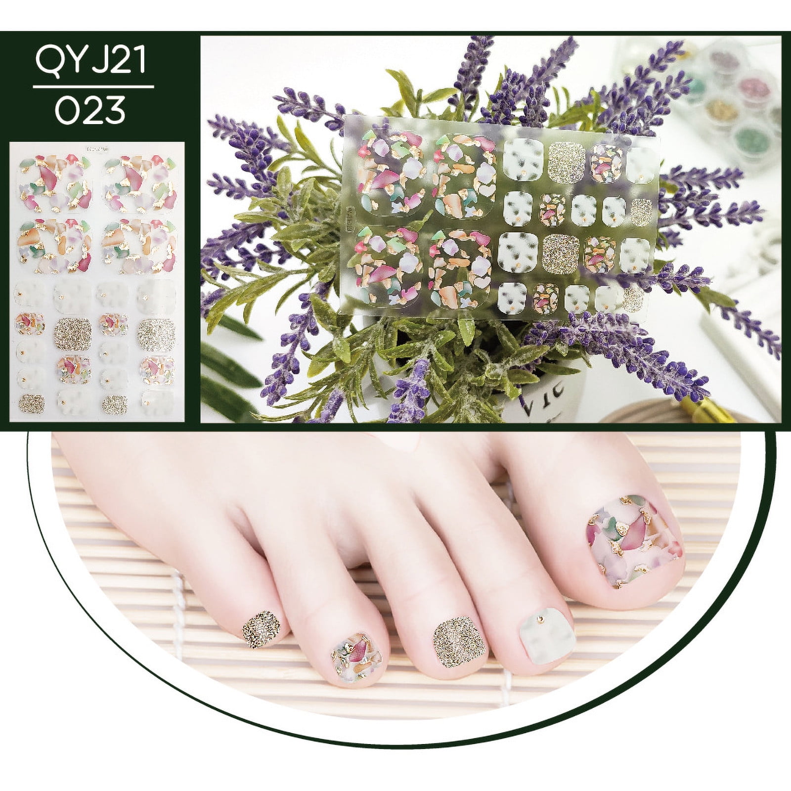 Yanxing Fashion Foot Nail Sticker Gradient Gold Pink Foot Nail Sticker ...