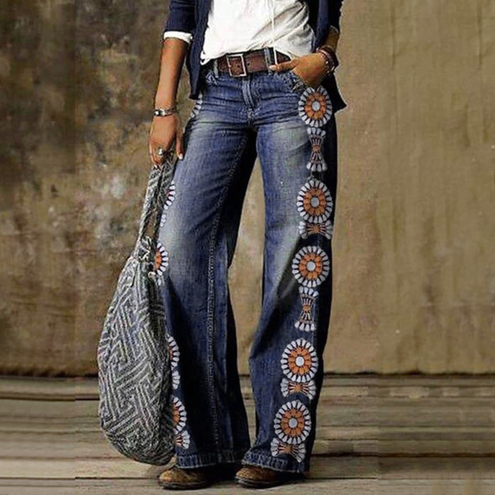 Yanyanz Jeans for Women,Women Fashion Printed Jeans Casual Long Pants ...