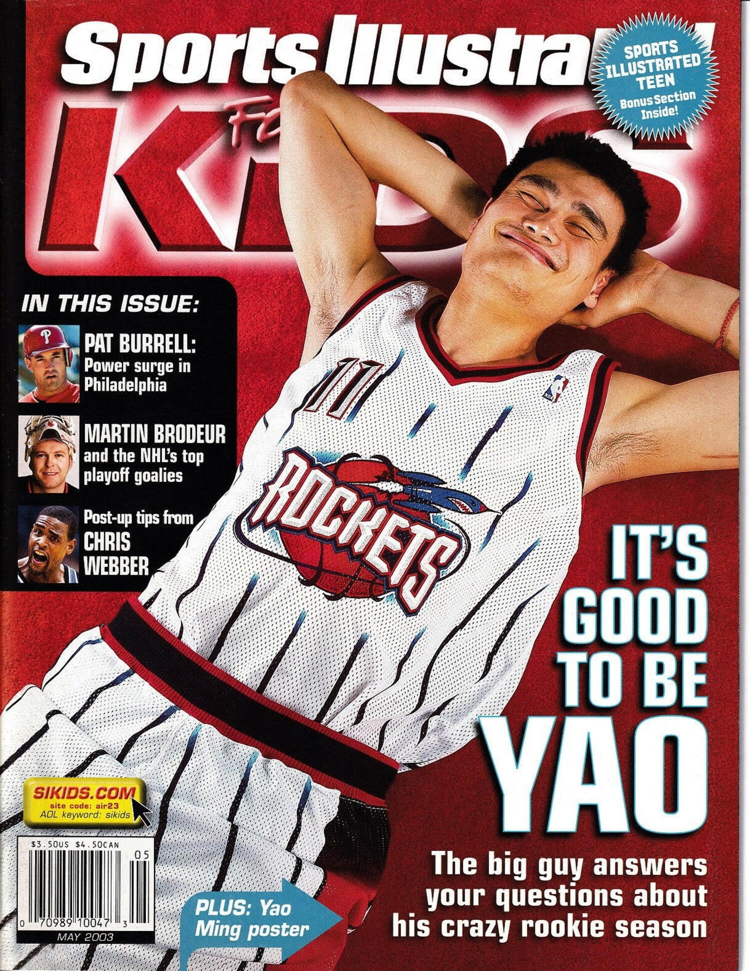 Yao Ming Houston Rockets 2003 Sports Illustrated for Kids magazine and ...