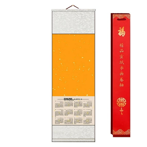YaoHuan 2026 Blank Xuan Paper Scroll Calendar, Vintage Hand-Rolled ...
