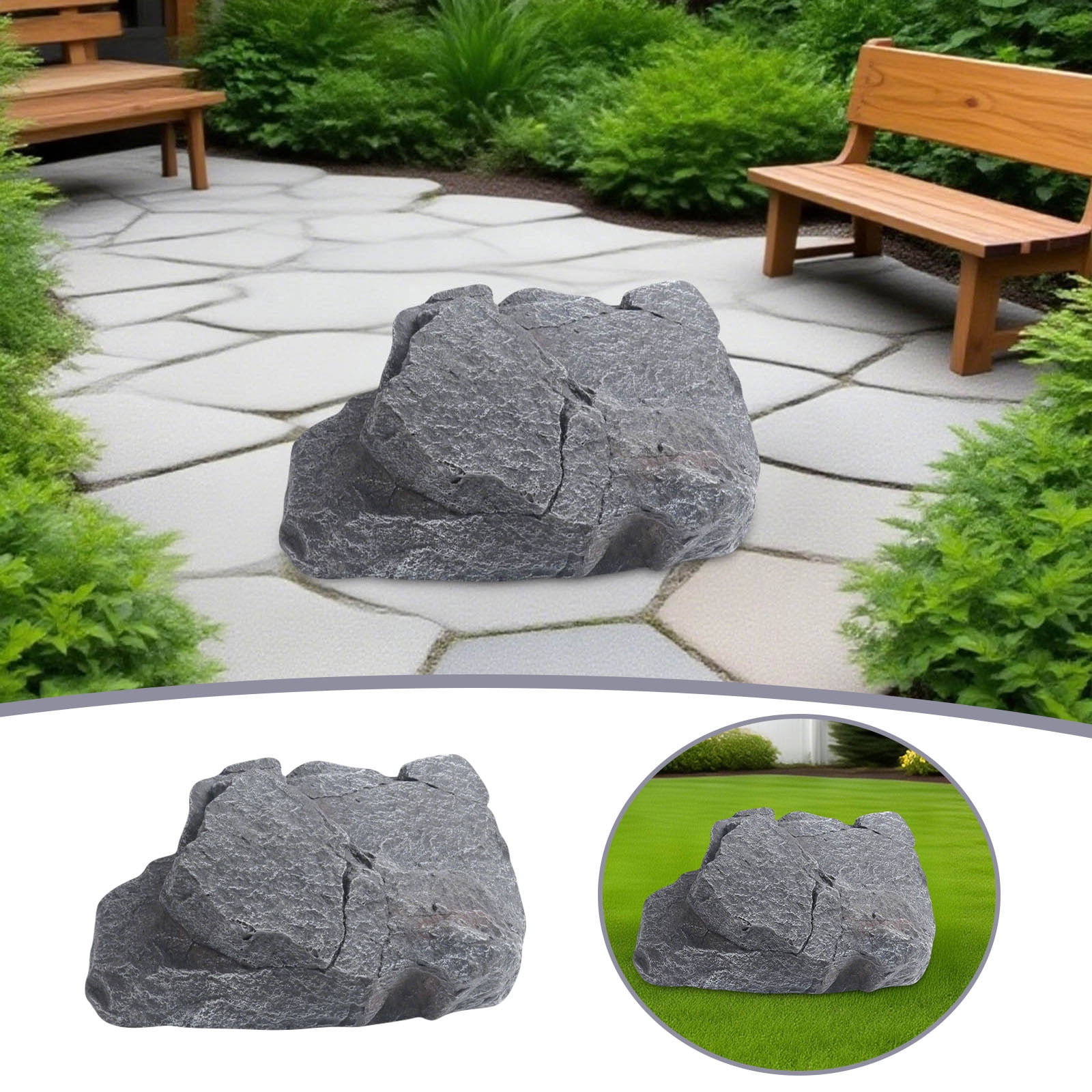 YaoZQ 1-Pack Medium Fake Rock For Yard. A Hollow, Artificial Landscape ...
