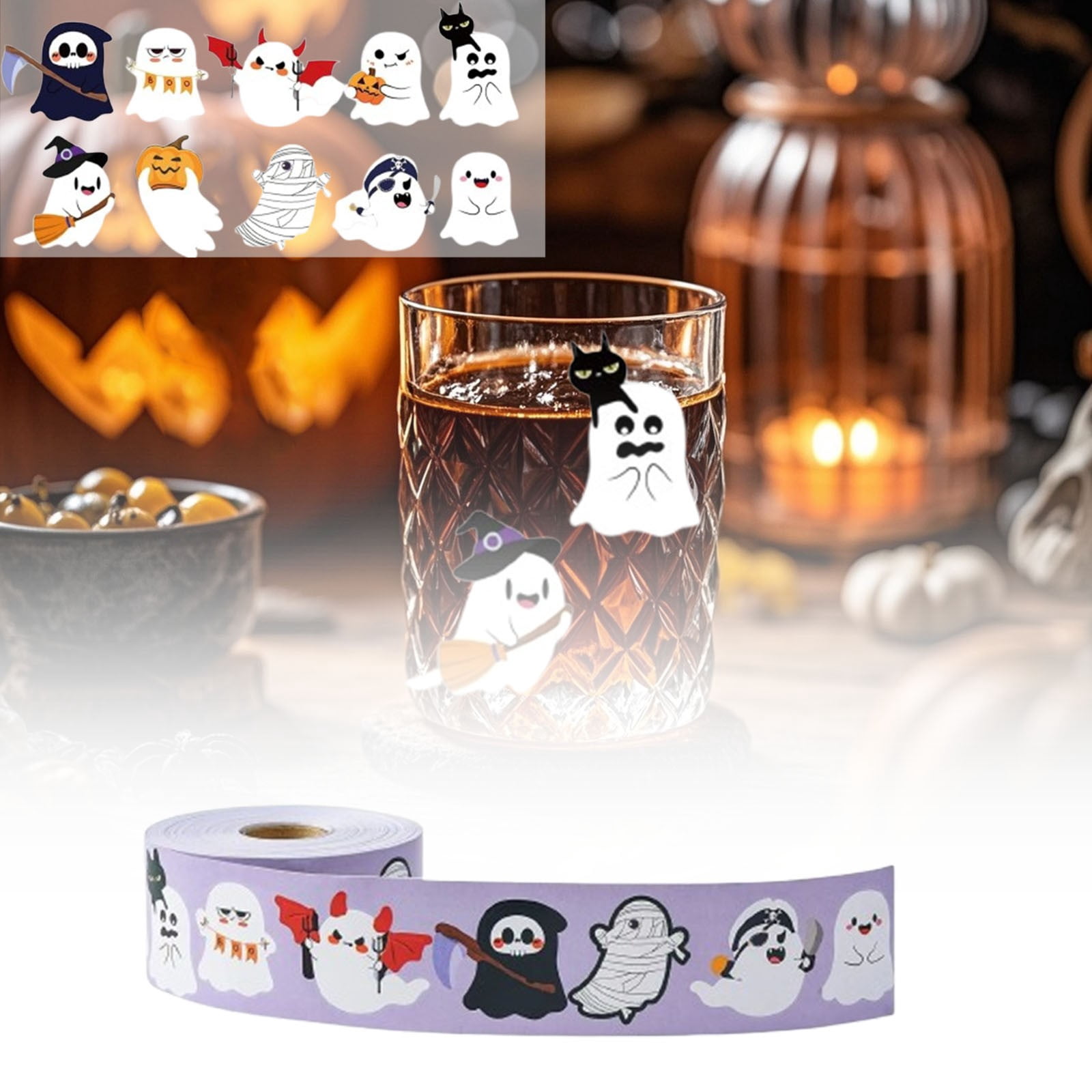 YaoZQ 1-Roll of 500 Cute Ghost Stickers For Halloween. A Spooky ...