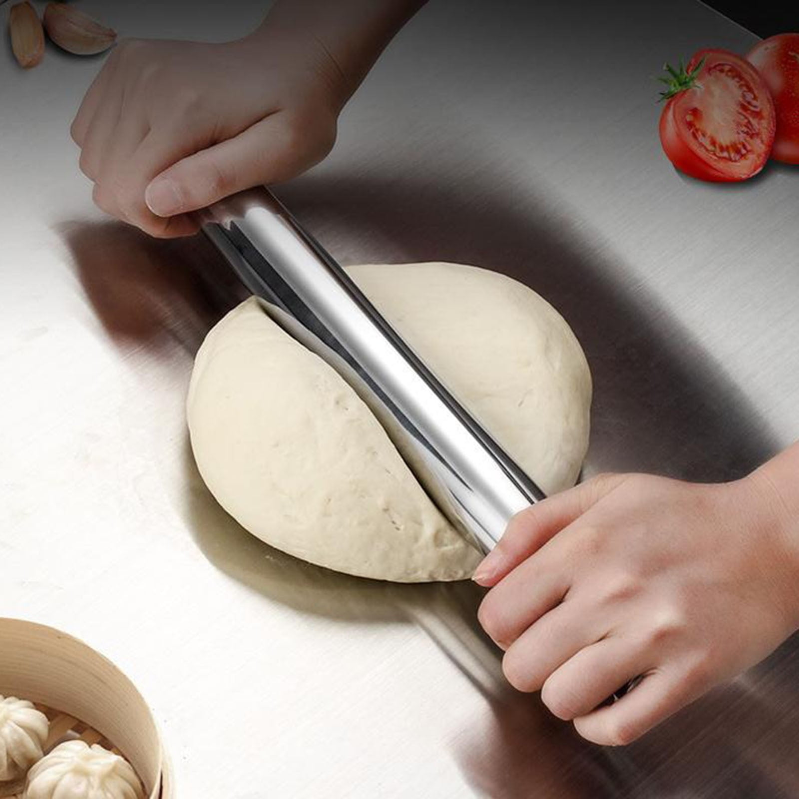 YaoZQ 304 Stainless Steel Rolling Pin 17 inch Non Stick Metal Dough ...